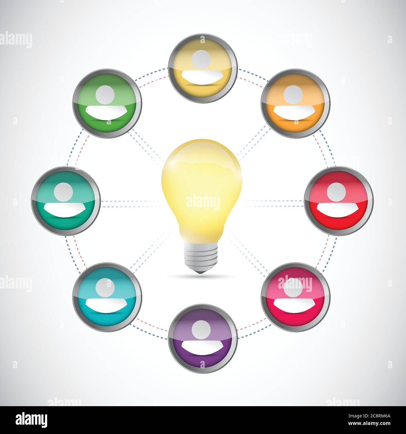 Color network connection IDEA LIGHT BULB illustration design over a ...
