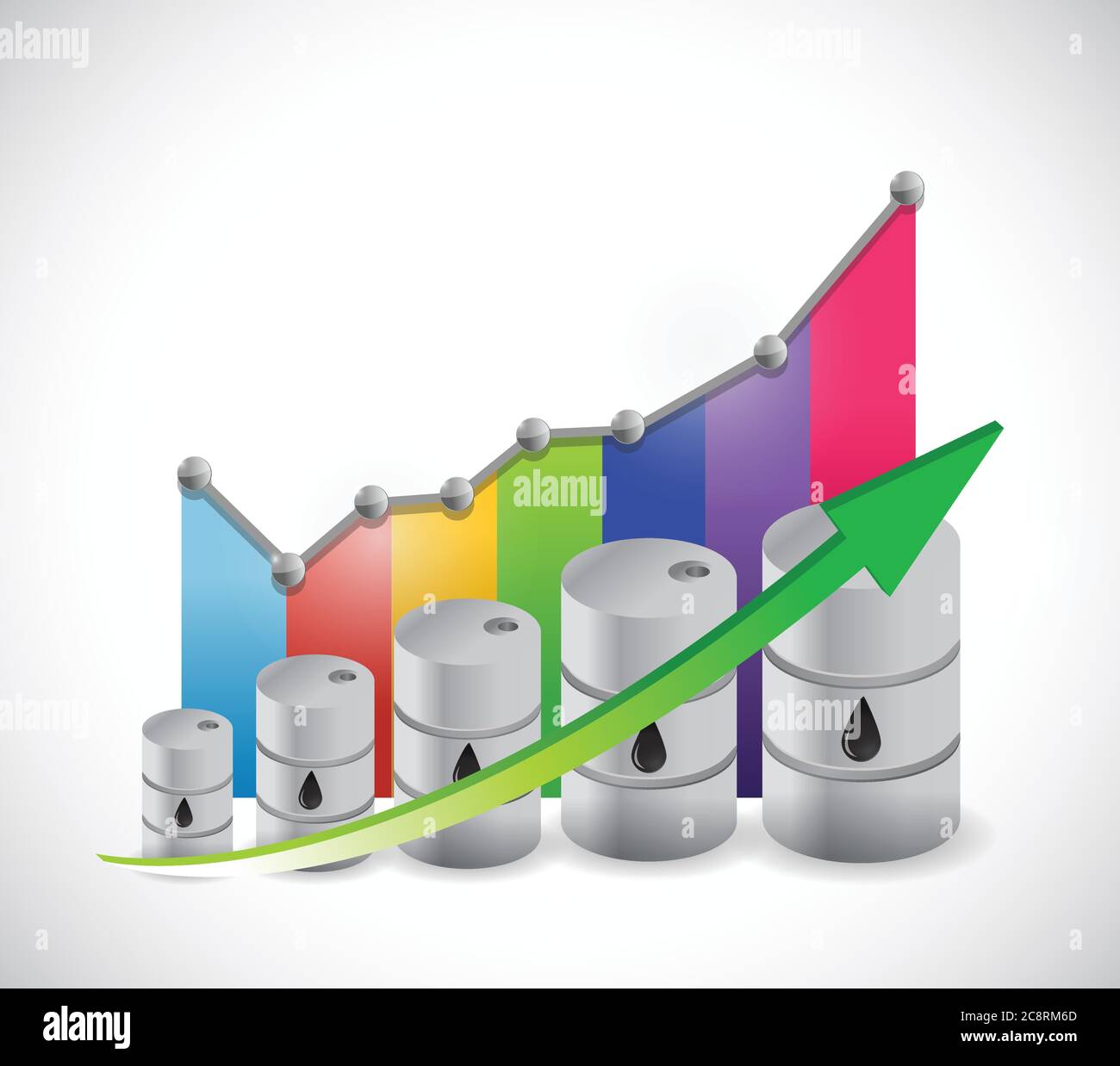 Oil barrels business graph illustration design over a white background ...
