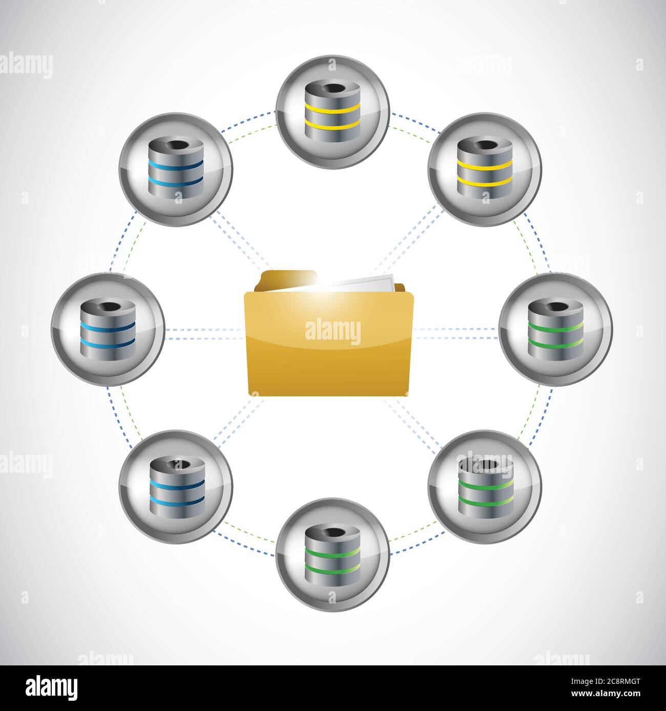 Servers and folder illustration design over a white background Stock ...