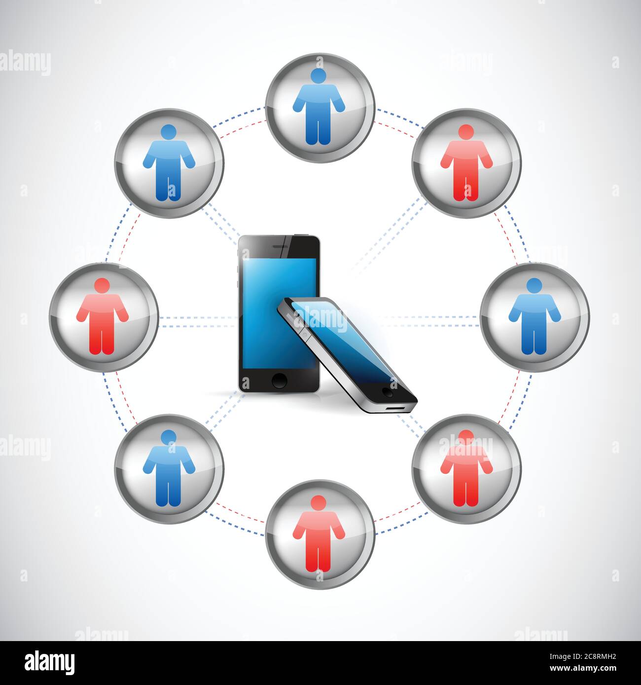People network and phone communication illustration design over a white ...