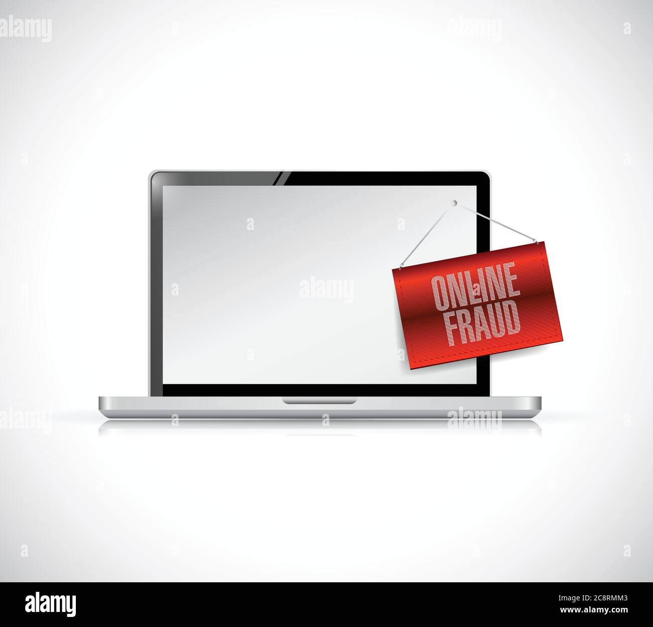 Laptop online fraud sign banner illustration design over a white ...