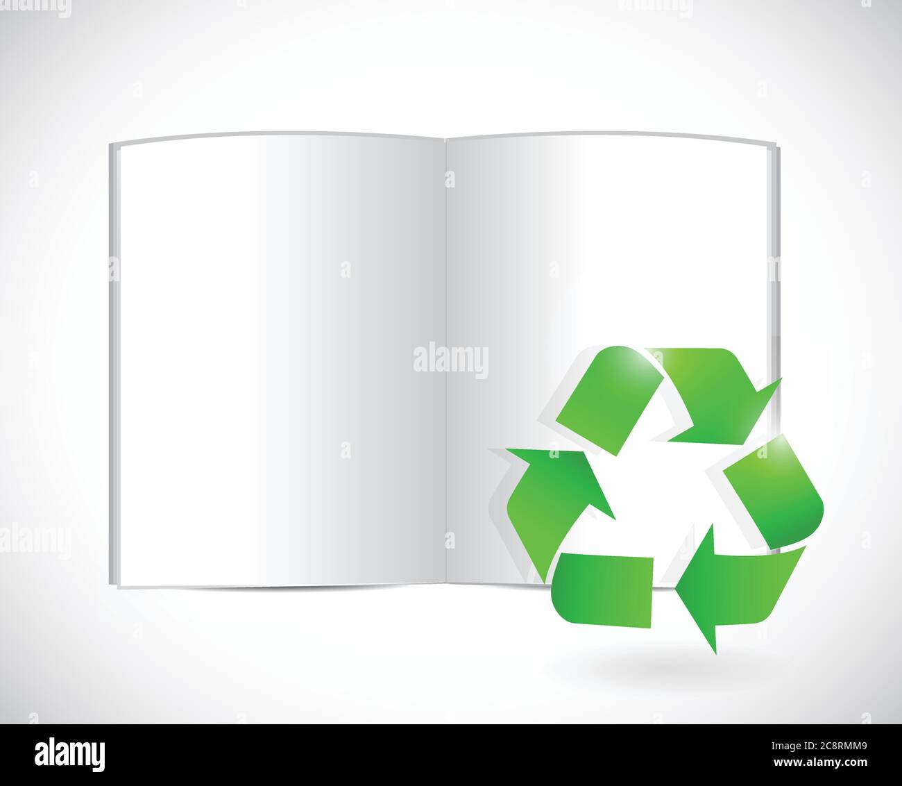 Book and recycle symbol illustration design over a white background ...