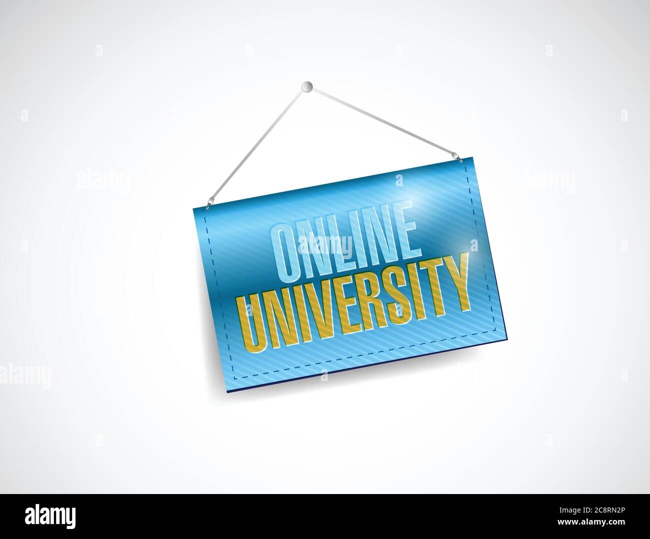 Online university hanging banner illustration design over a white ...