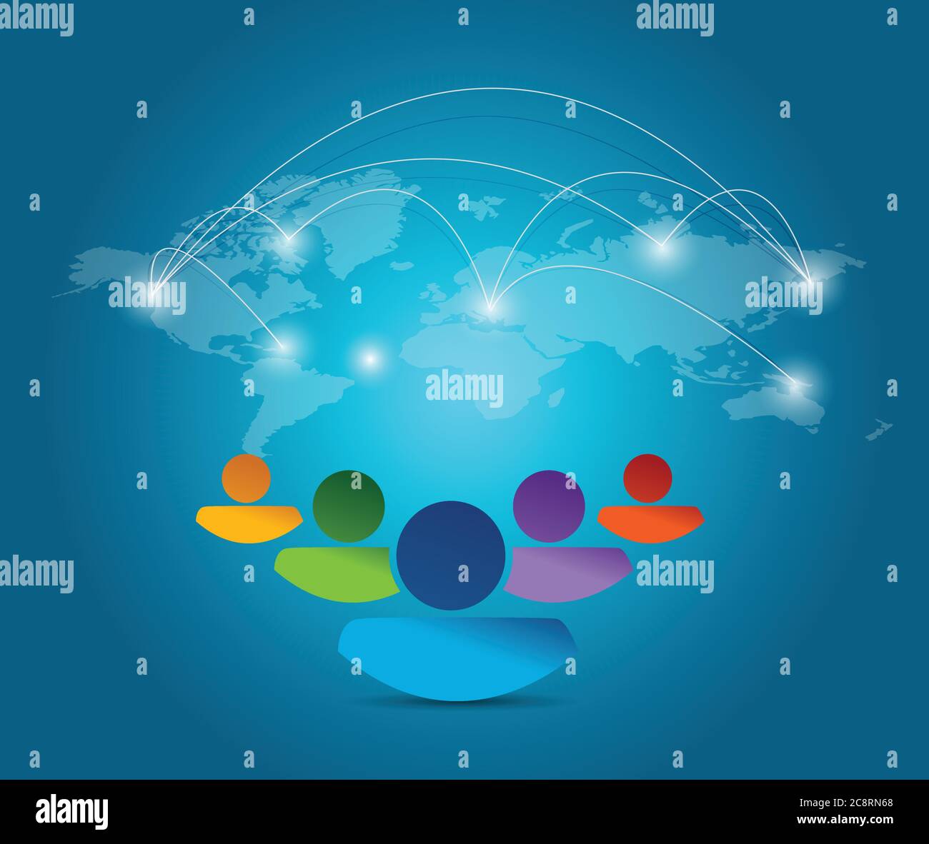 People diverse network illustration design over a world map background ...