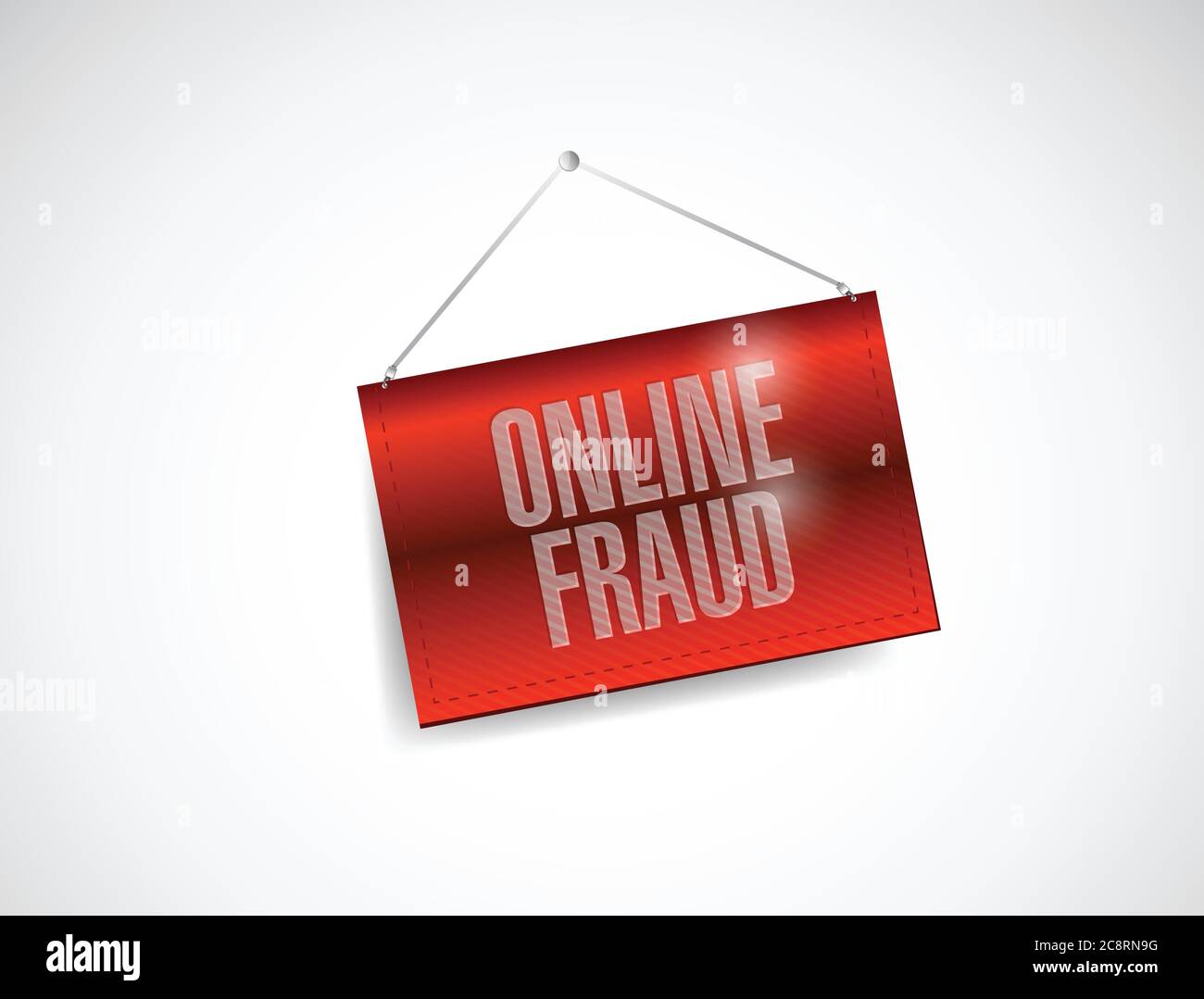 Online fraud hanging banner illustration design over a white background ...