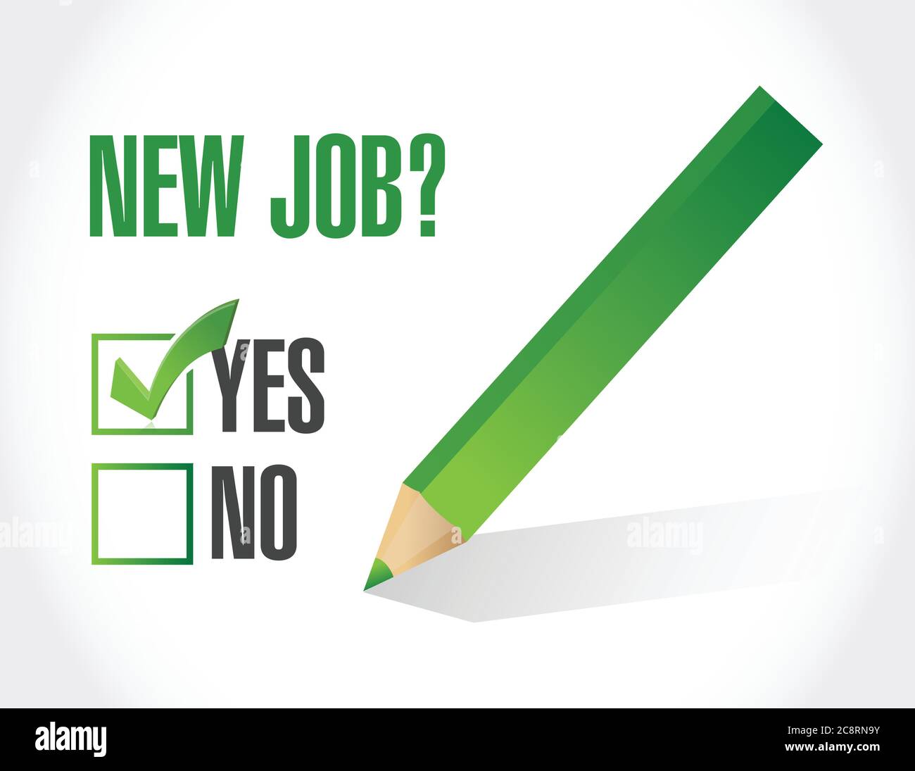 Yes to new job check mark. illustration design over a white background ...