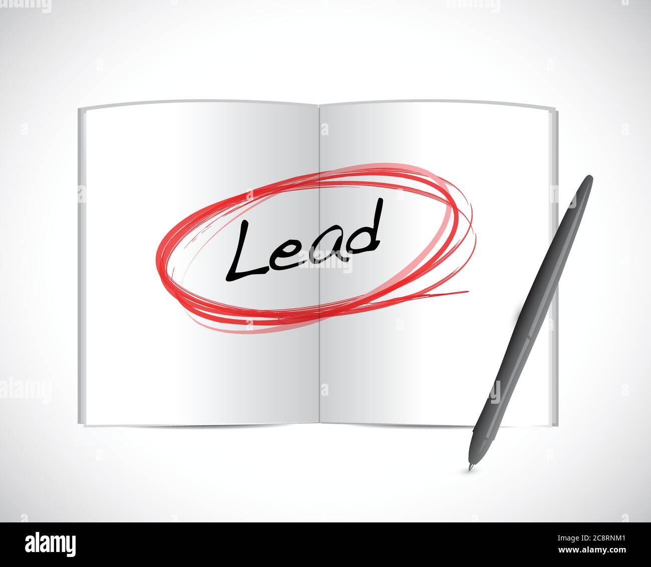 Lead book word selection illustration design over a white background ...
