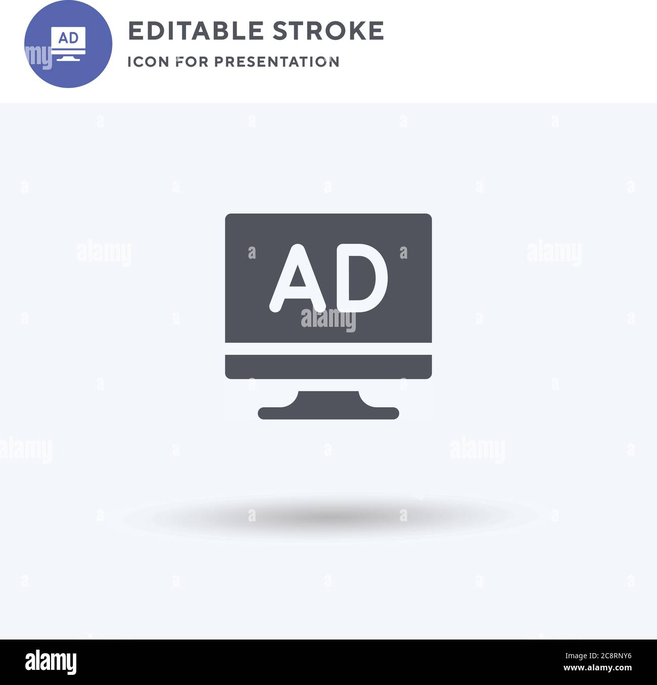 Ads icon vector, filled flat sign, solid pictogram isolated on white ...