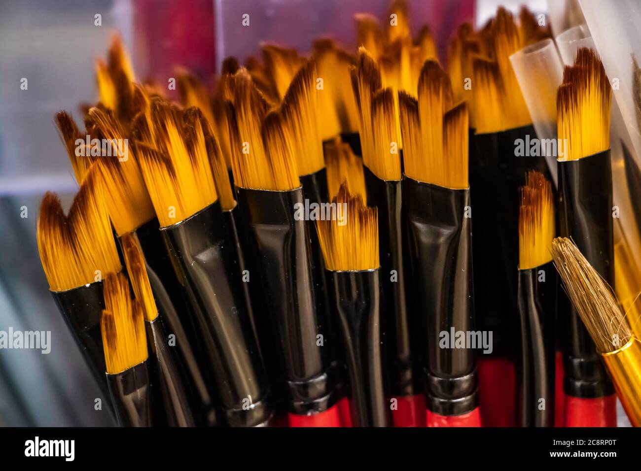 New clean paint brushes in the store for artists. Drawing tools Stock ...