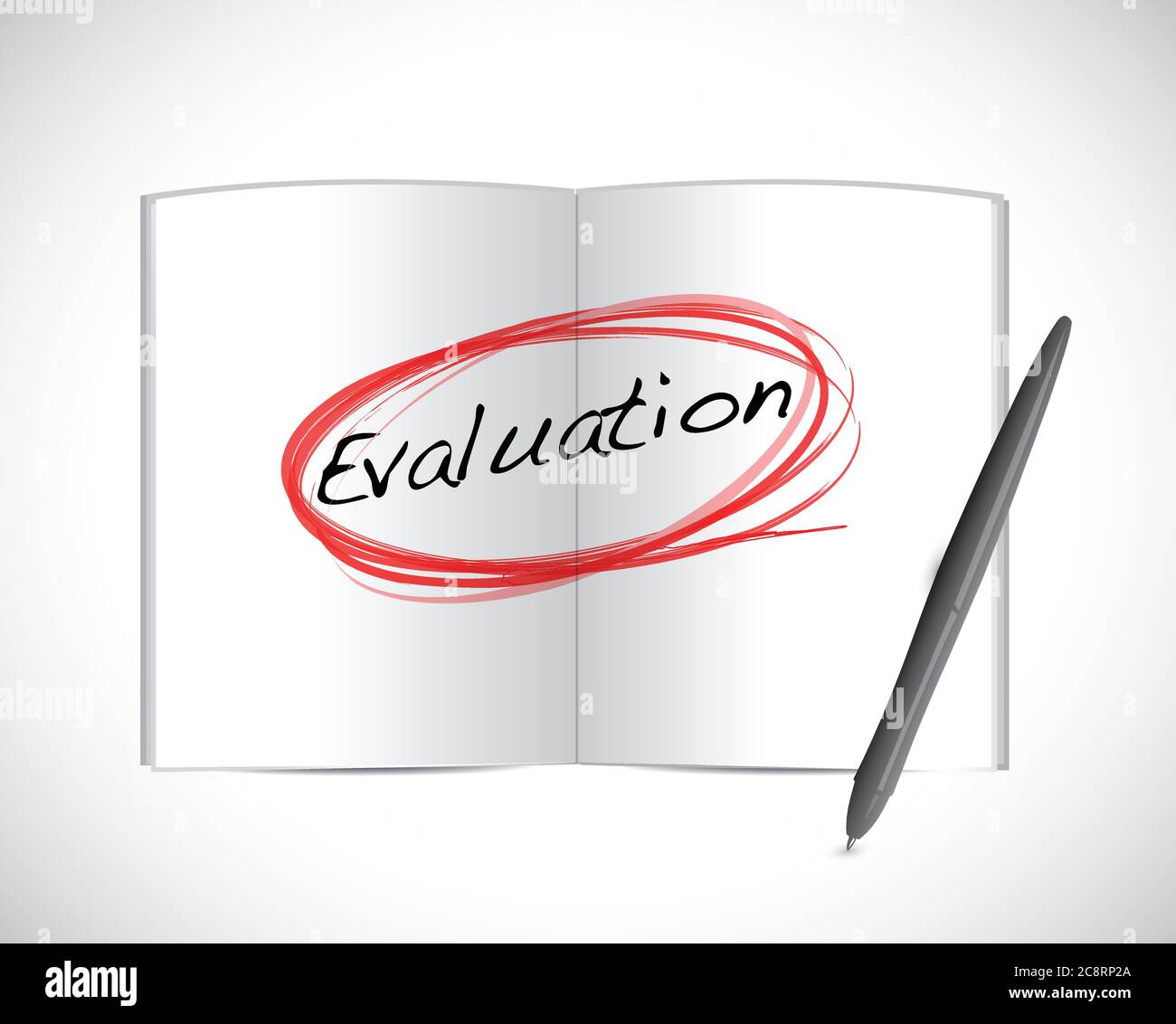 Evaluation circle book sign illustration design over a white background ...