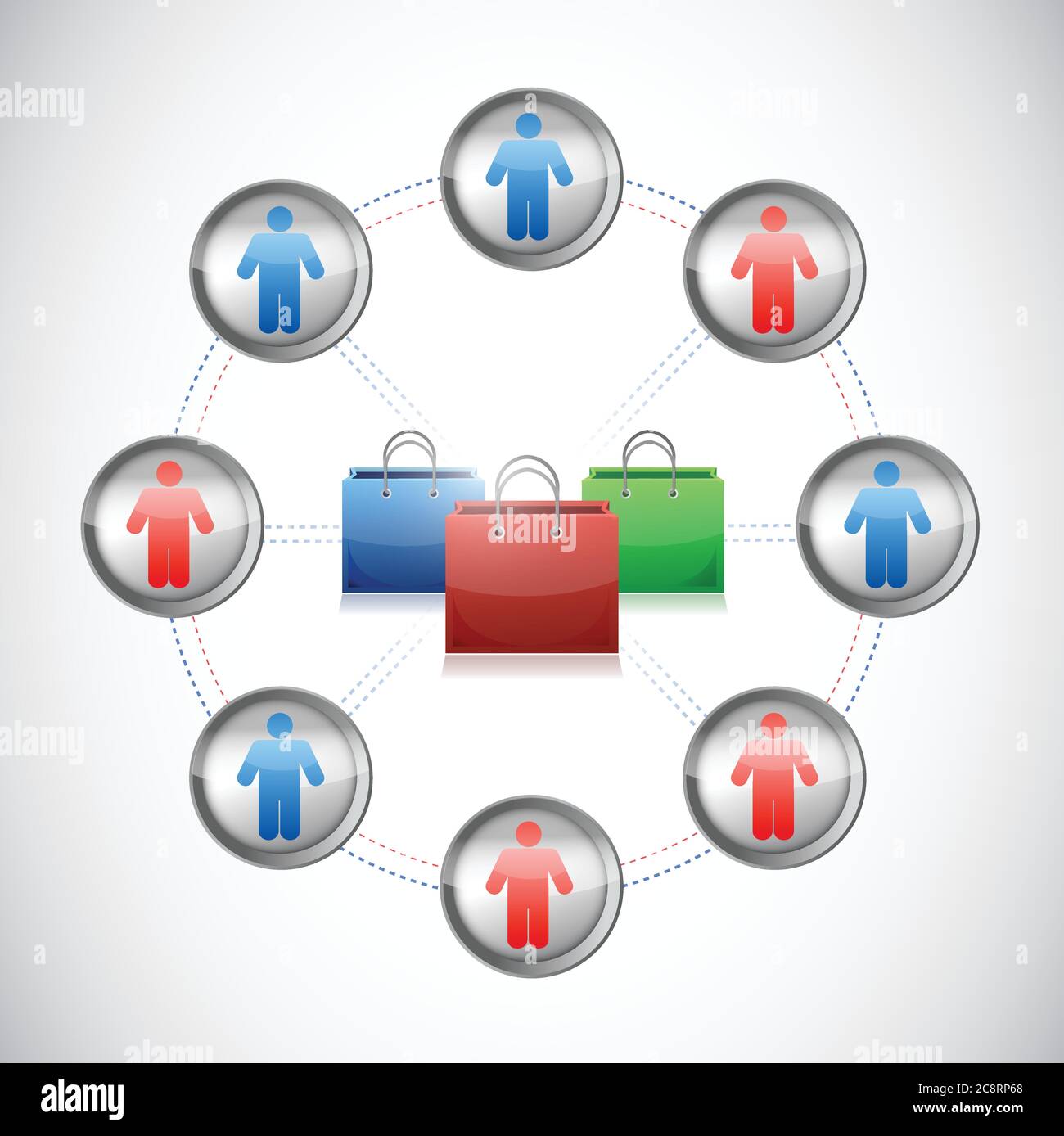 Shopping network. shopping bags and people. illustration design over ...