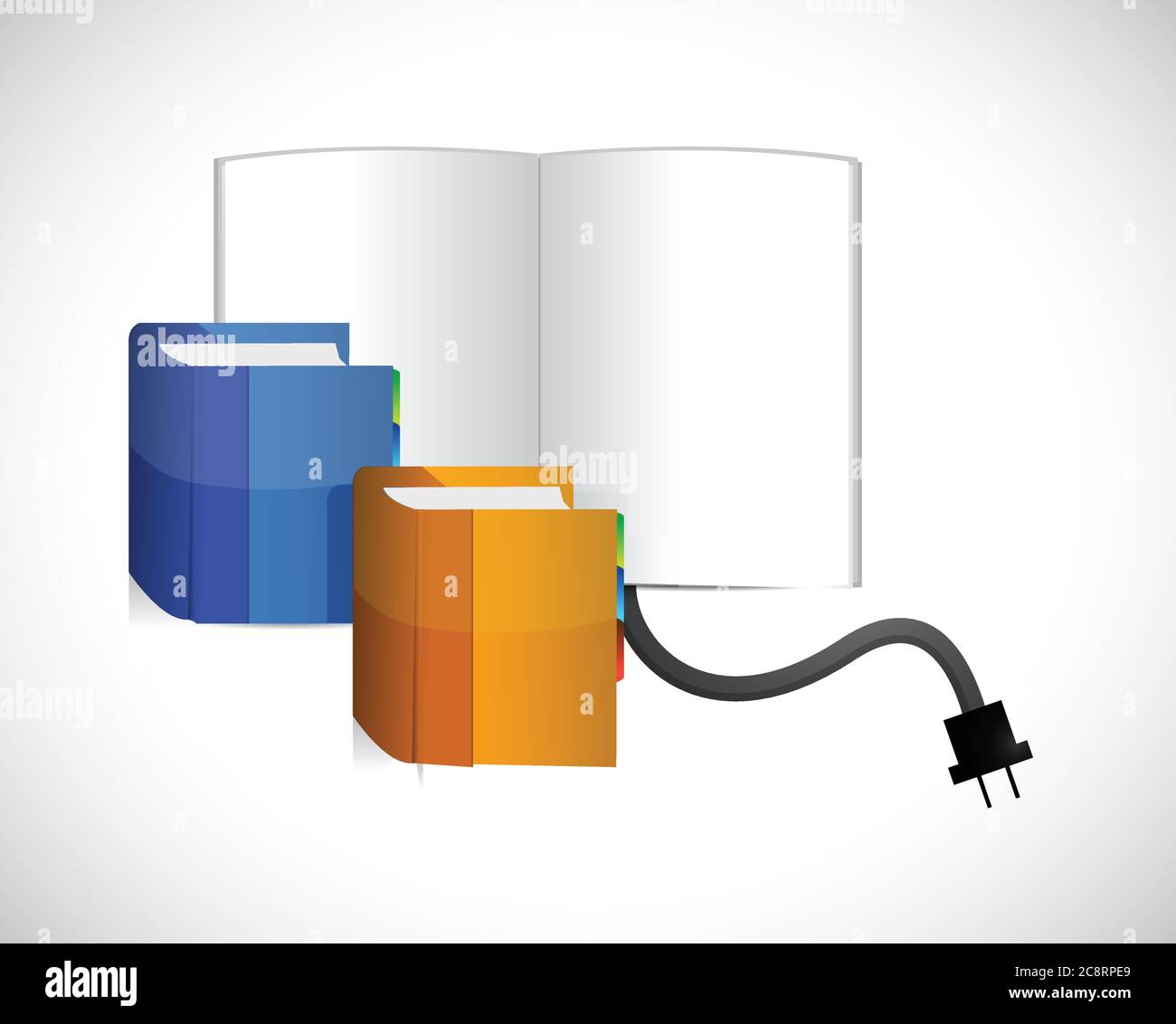 Set of books and cables illustration design over a white background ...