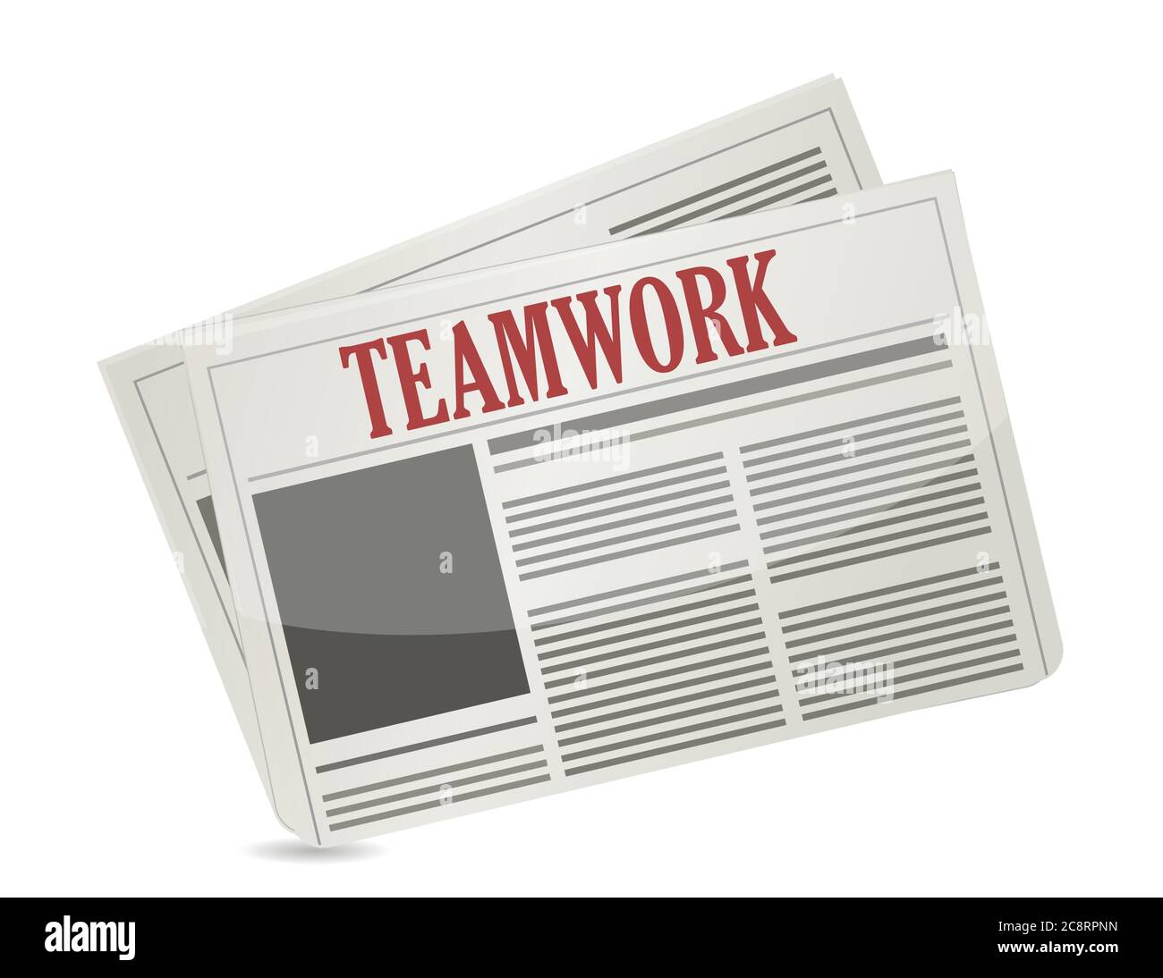 Teamwork headline on a newspaper. illustration design over white Stock ...
