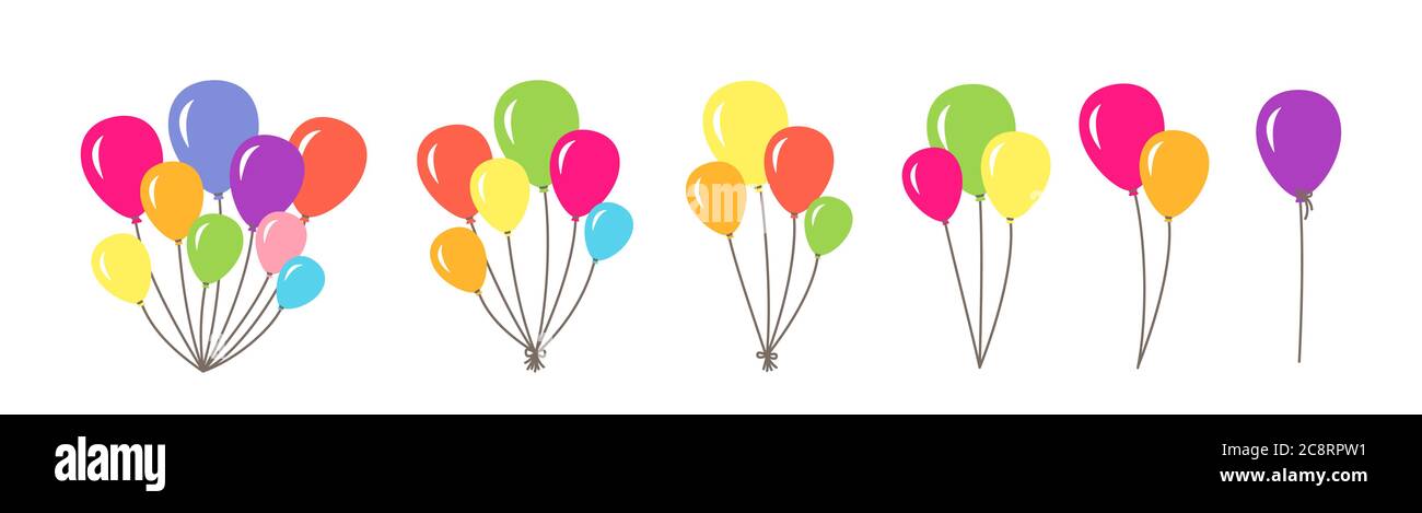 Bunch of balloons set. Colorful bunches and groups helium balloons ...