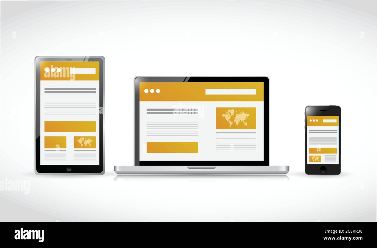 Websites web responsive concept illustration design over a white ...