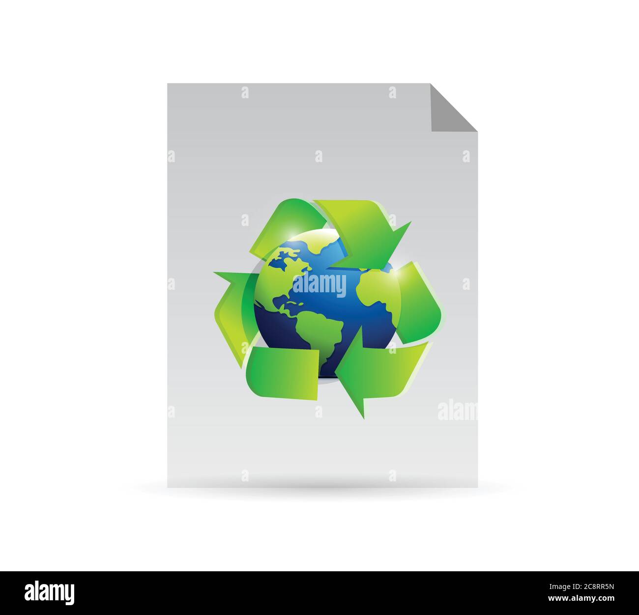 Paper and recycle globe illustration design over a white background ...