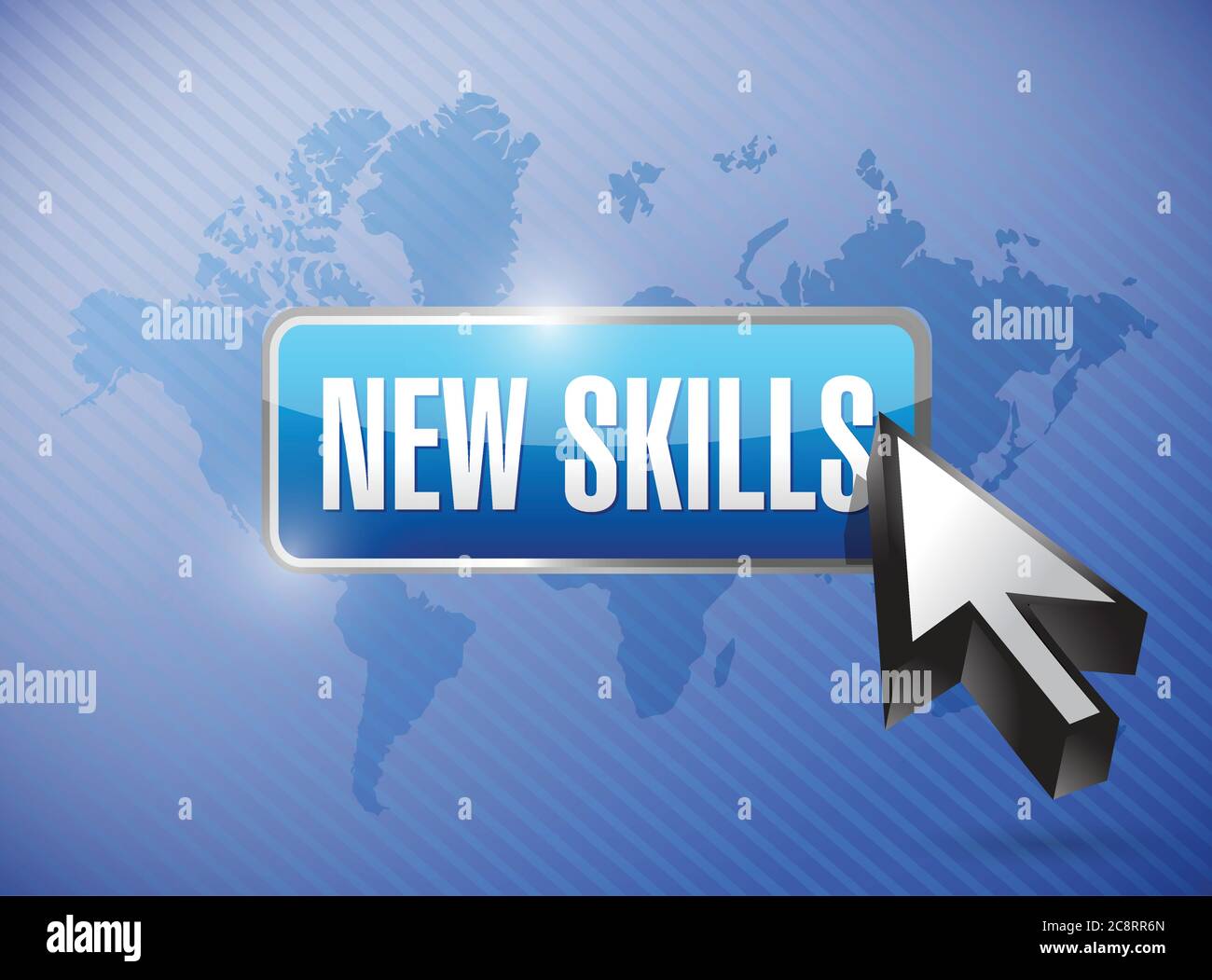 New skills button illustration design over a world map Stock Vector ...