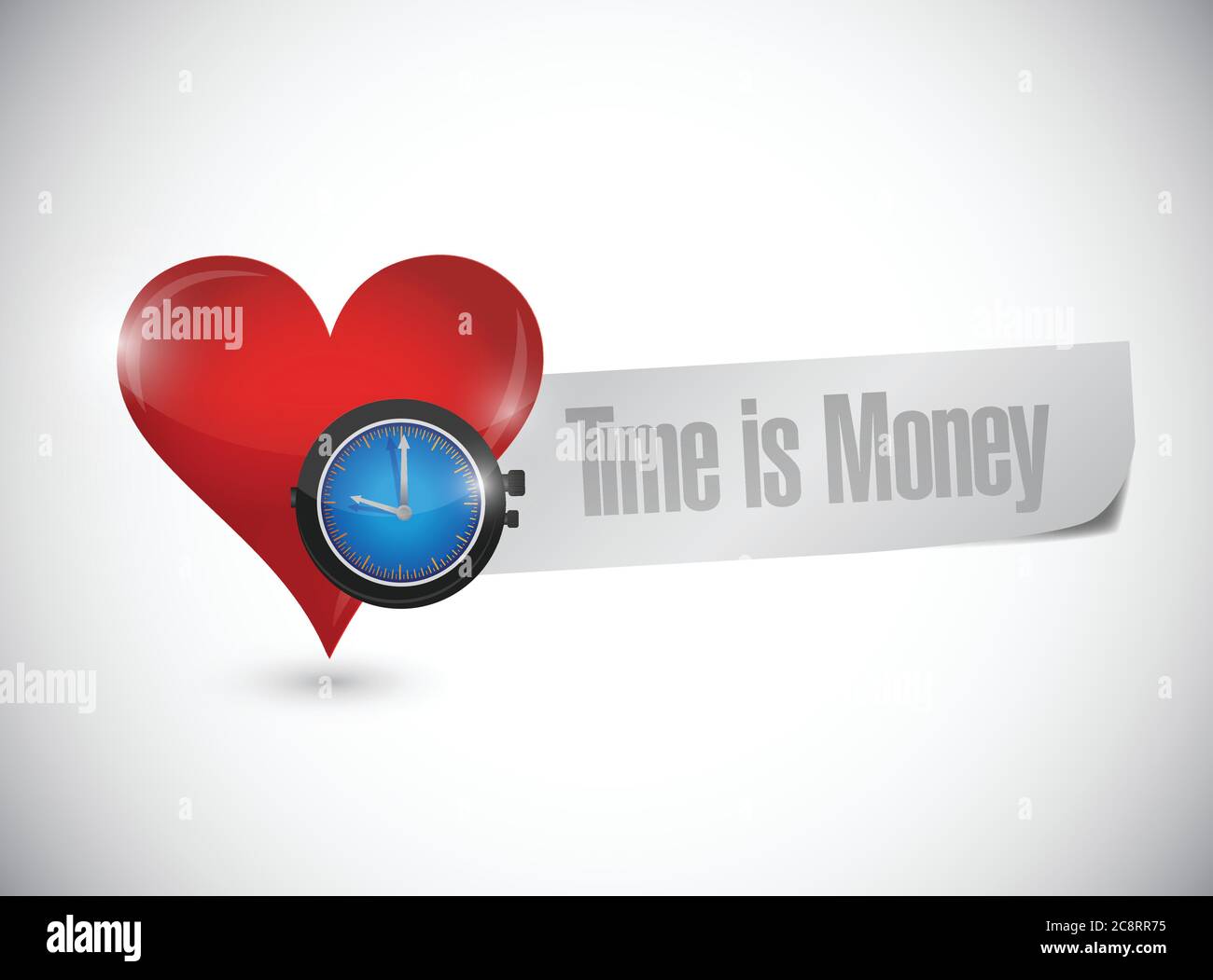 Heart, time is money sign illustration design over a white background ...
