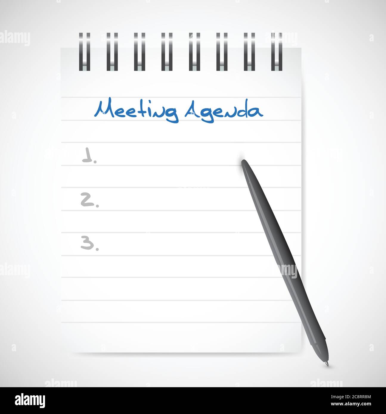 Meeting agenda notepad illustration design over a white background ...