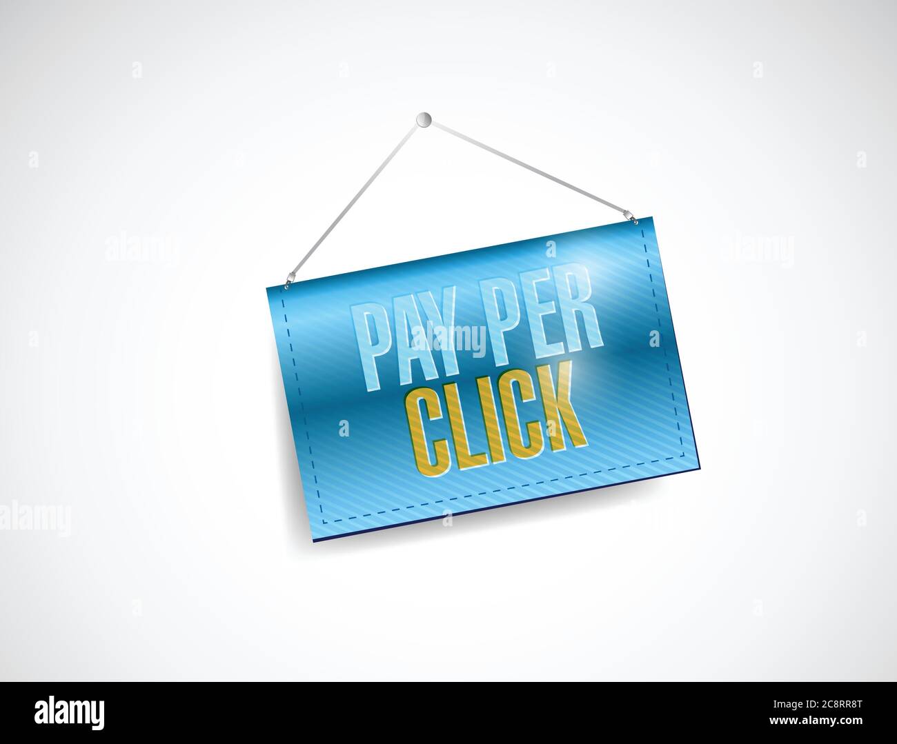 Pay per click hanging banner illustration design over a white ...