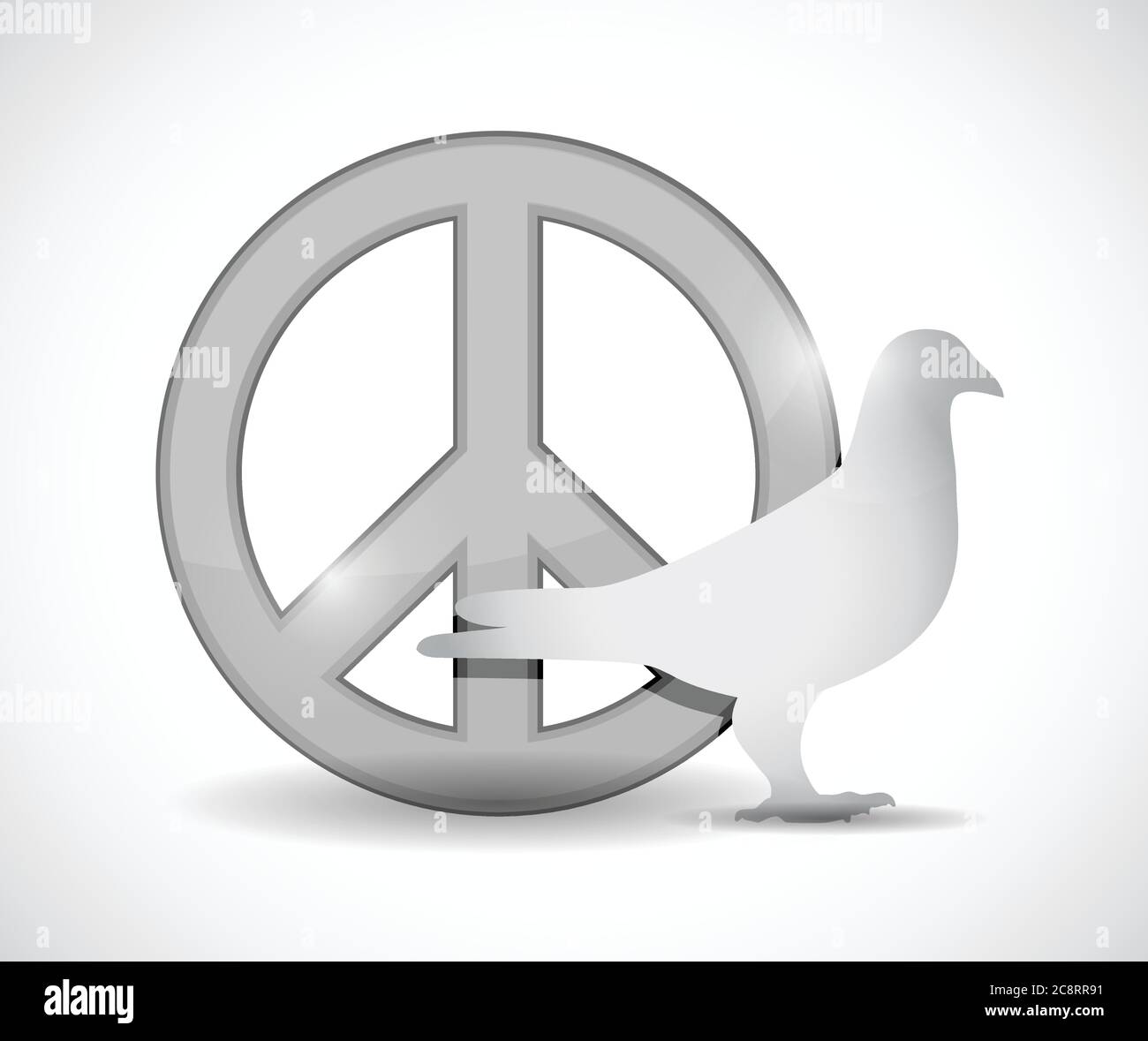 Peace symbol and dove illustration design over a white background Stock ...