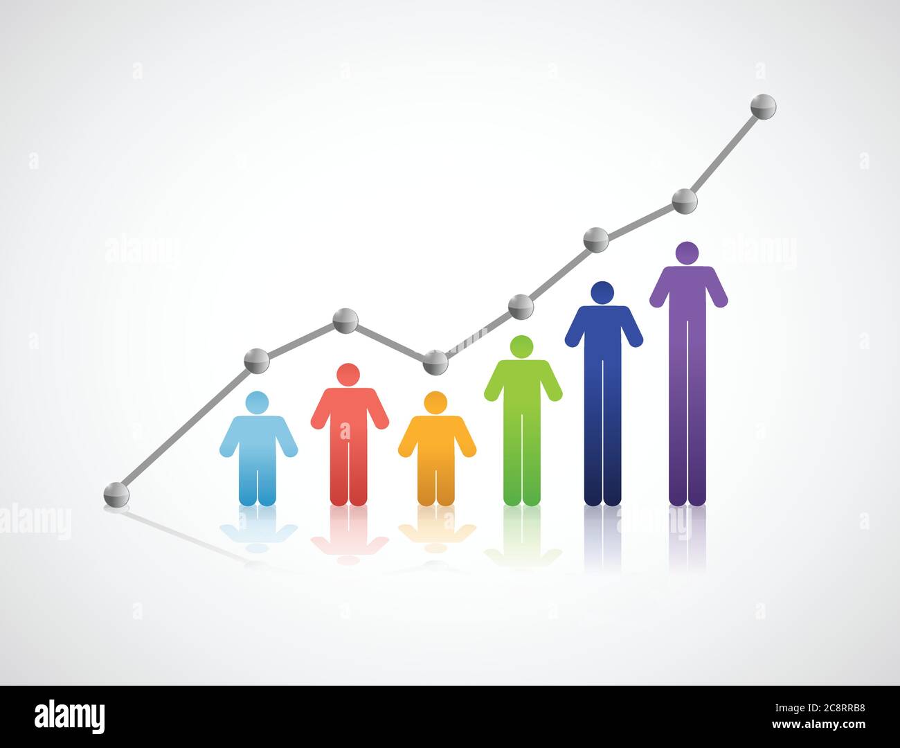Diversity people successful graph illustration design over a white ...