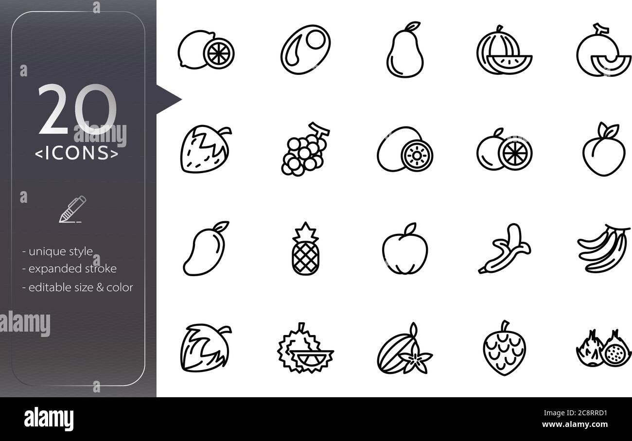 Melon fruit icon outline Stock Vector Images - Alamy