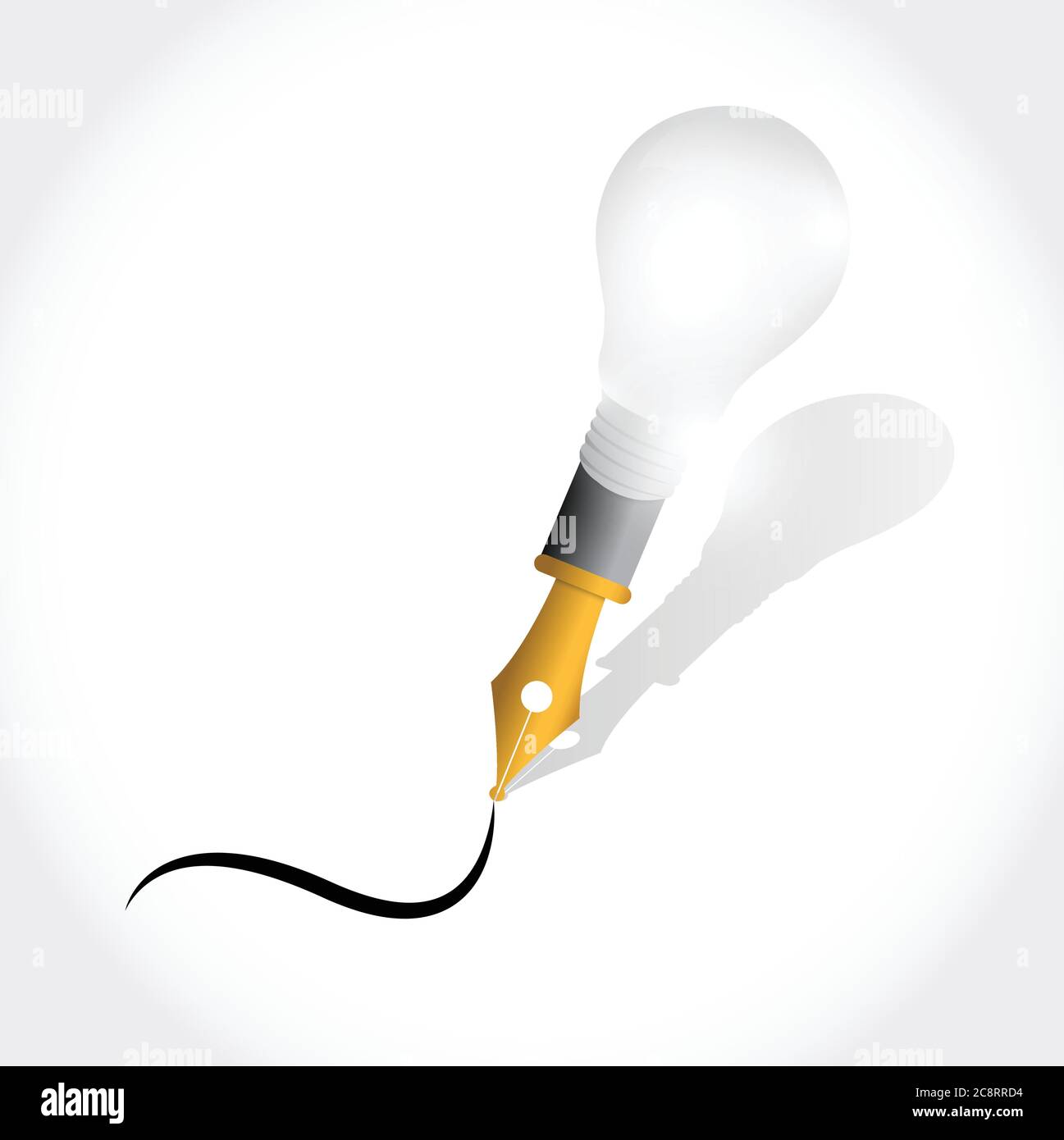 Calligraphic idea pen concept illustration design over a white ...