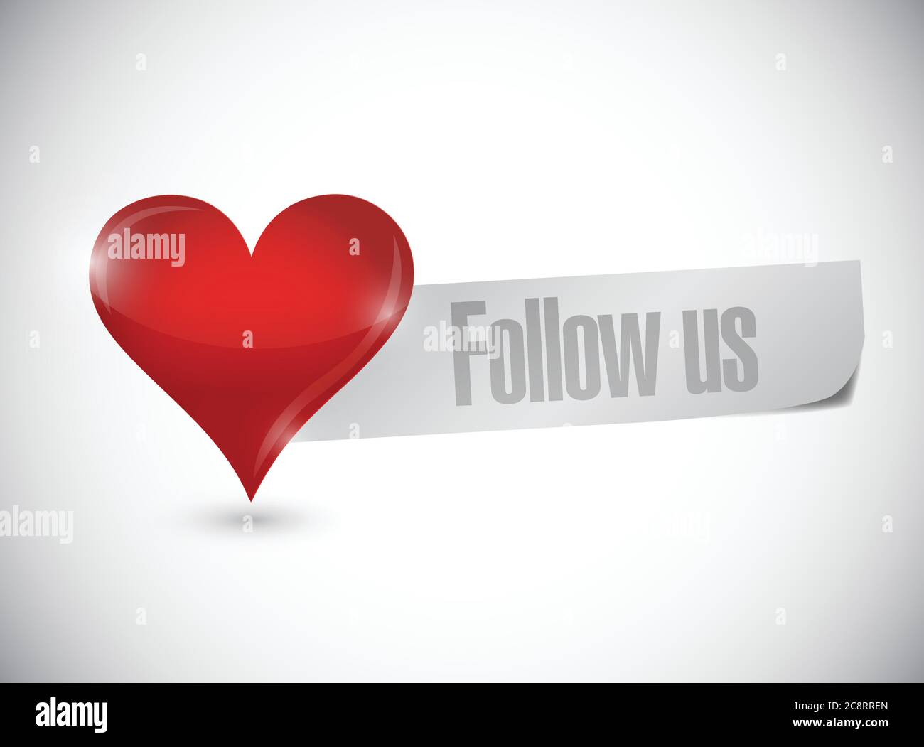 Follow us heart sign illustration design over a white background Stock ...