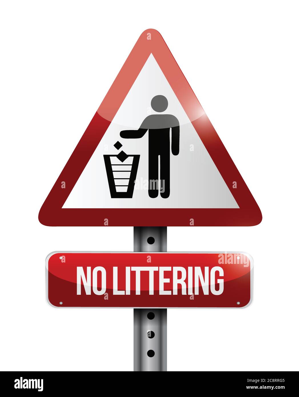 No littering road sign illustration design over white Stock Vector ...