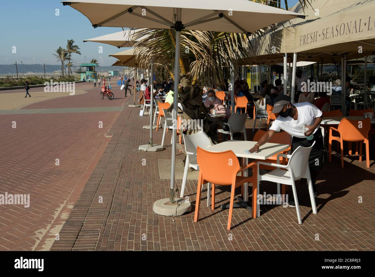 Covid 19 virus, Durban, South Africa, people, waiter at Circus Circus ...