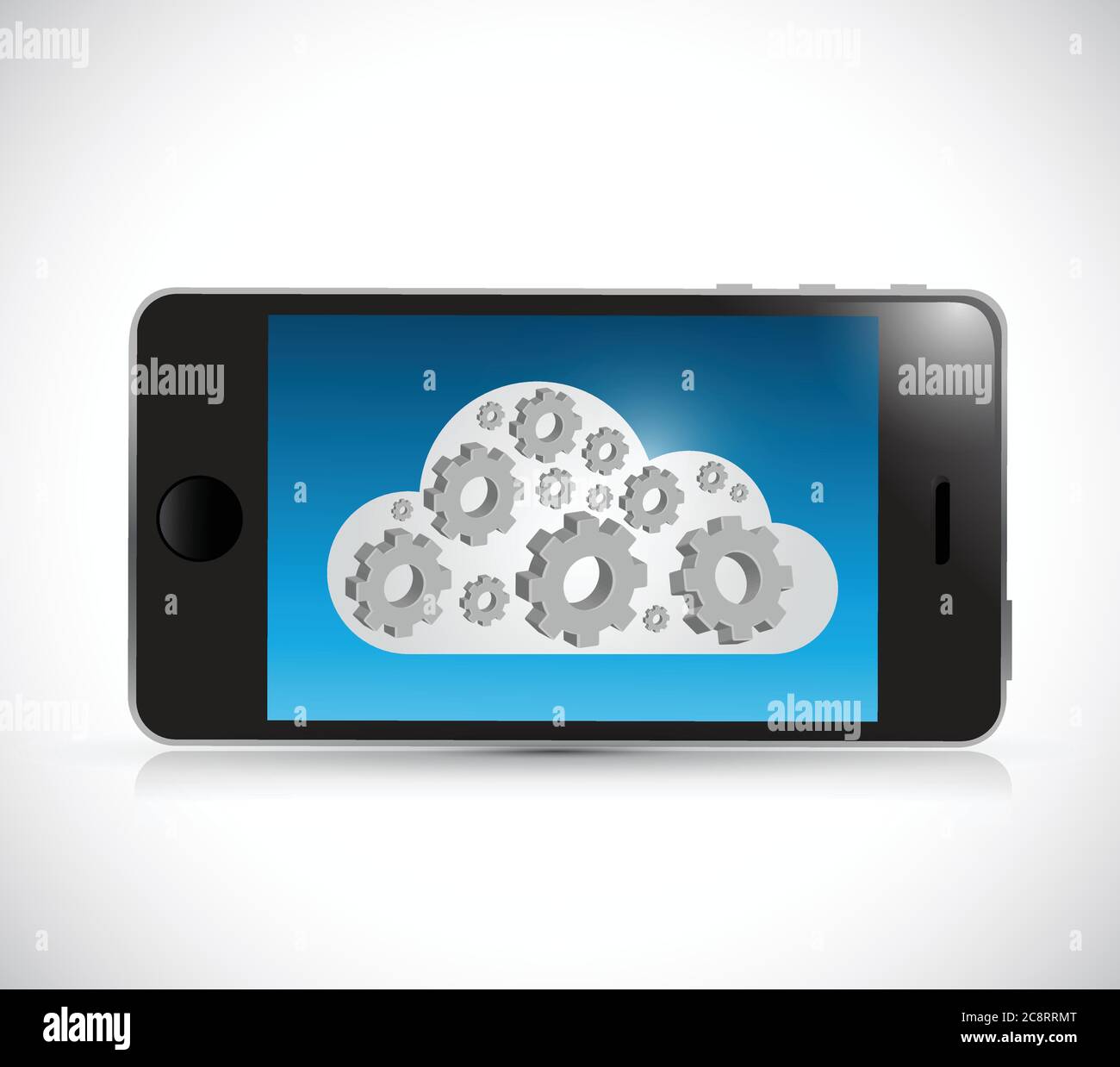Gear cloud computing phone illustration design over a white background ...