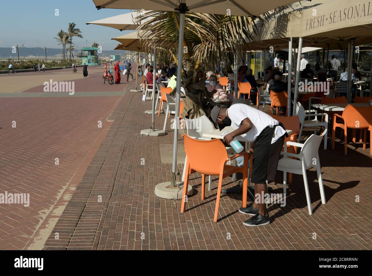 Covid 19 virus, Durban, South Africa, people, waiter at Circus Circus ...