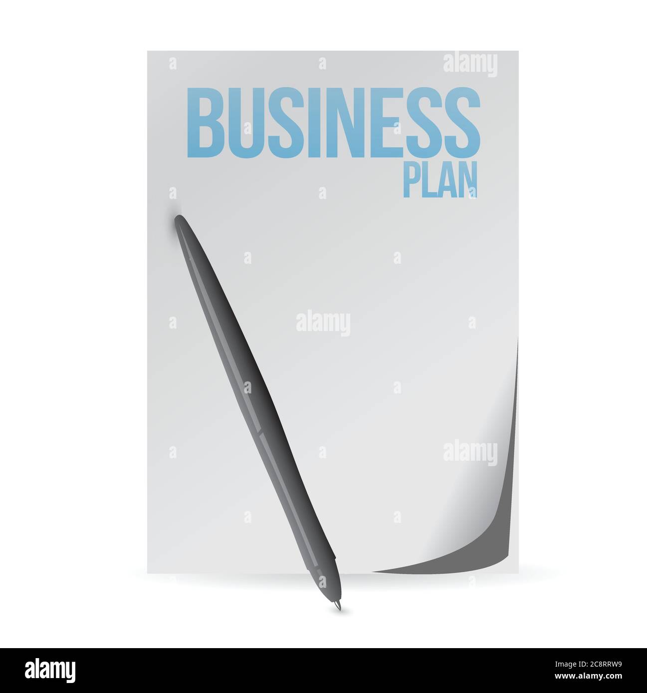 Business plan page and pen. illustration design over a white background ...
