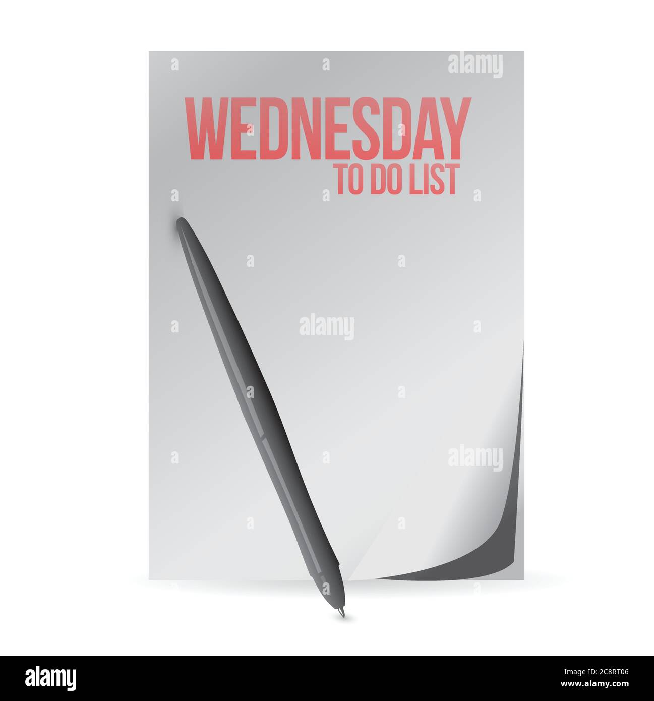 Wednesday to do list paper and pen. illustration design over a white ...