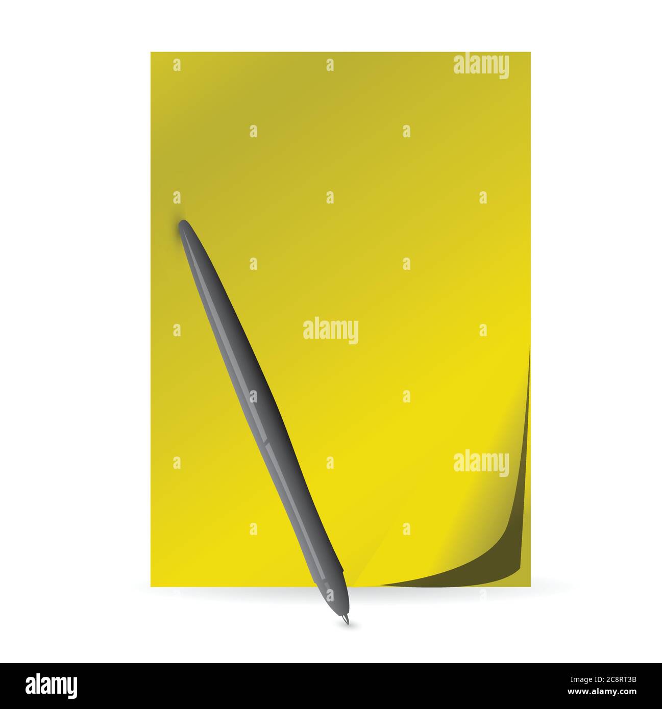 Yellow paper and pen. illustration design over a white background Stock ...