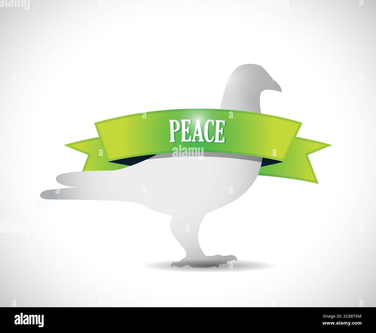 Peace dove and green ribbon illustration design over a white background ...