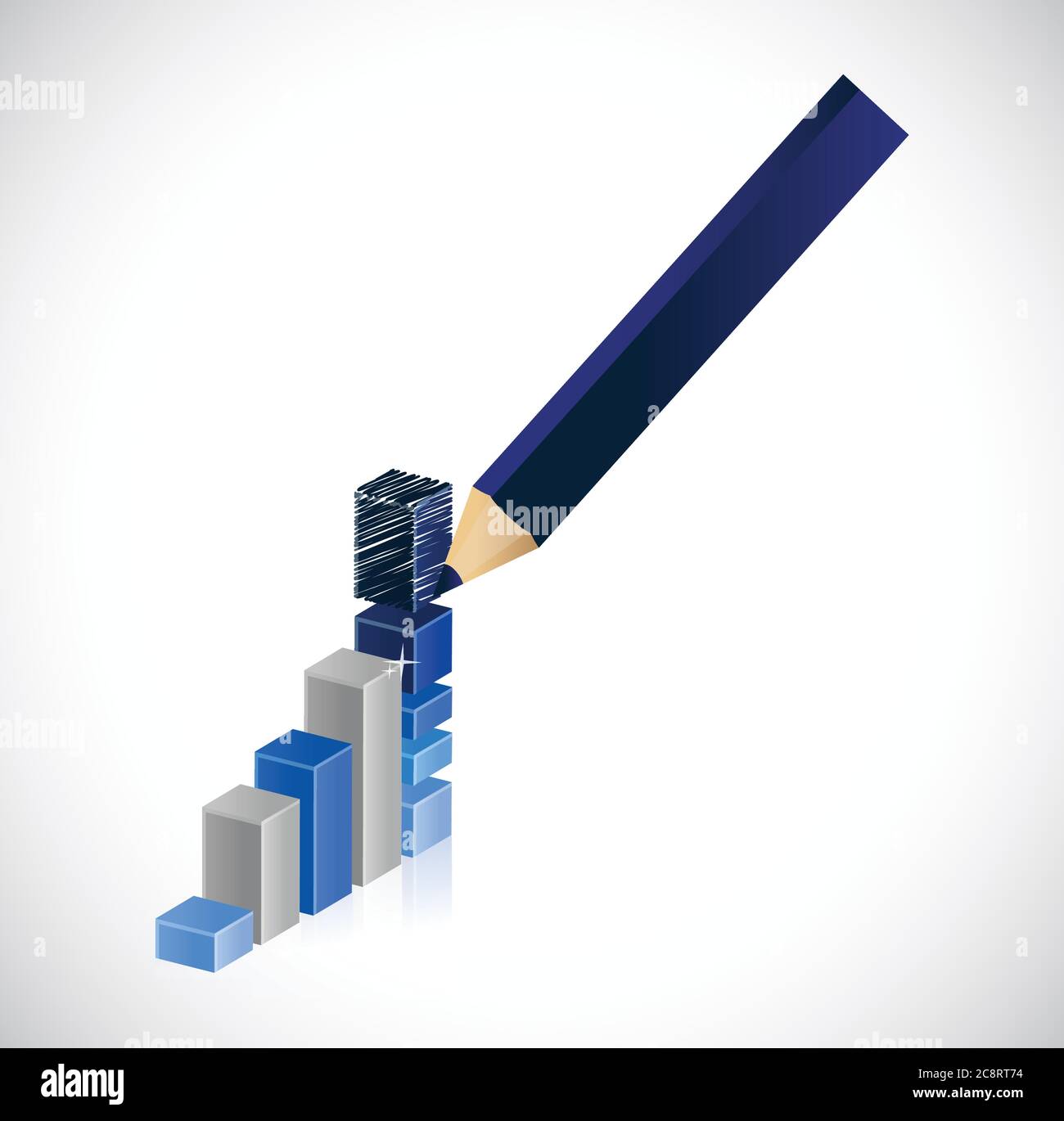 Drawing a business graph illustration design over a white background ...