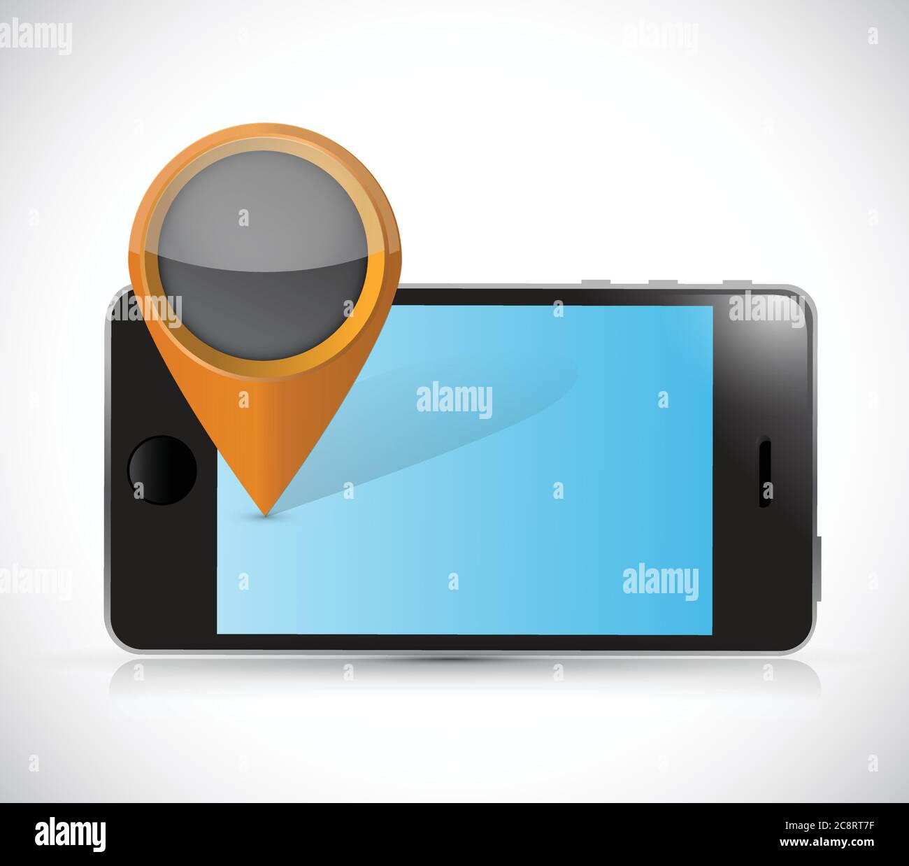 Phone and locator pointer illustration design over a white background ...