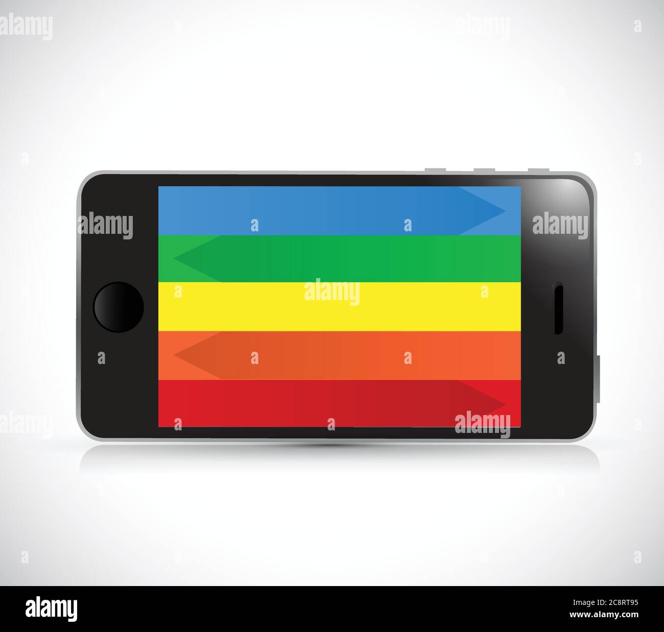 Colorful phone. rainbow screen. illustration design over a white ...