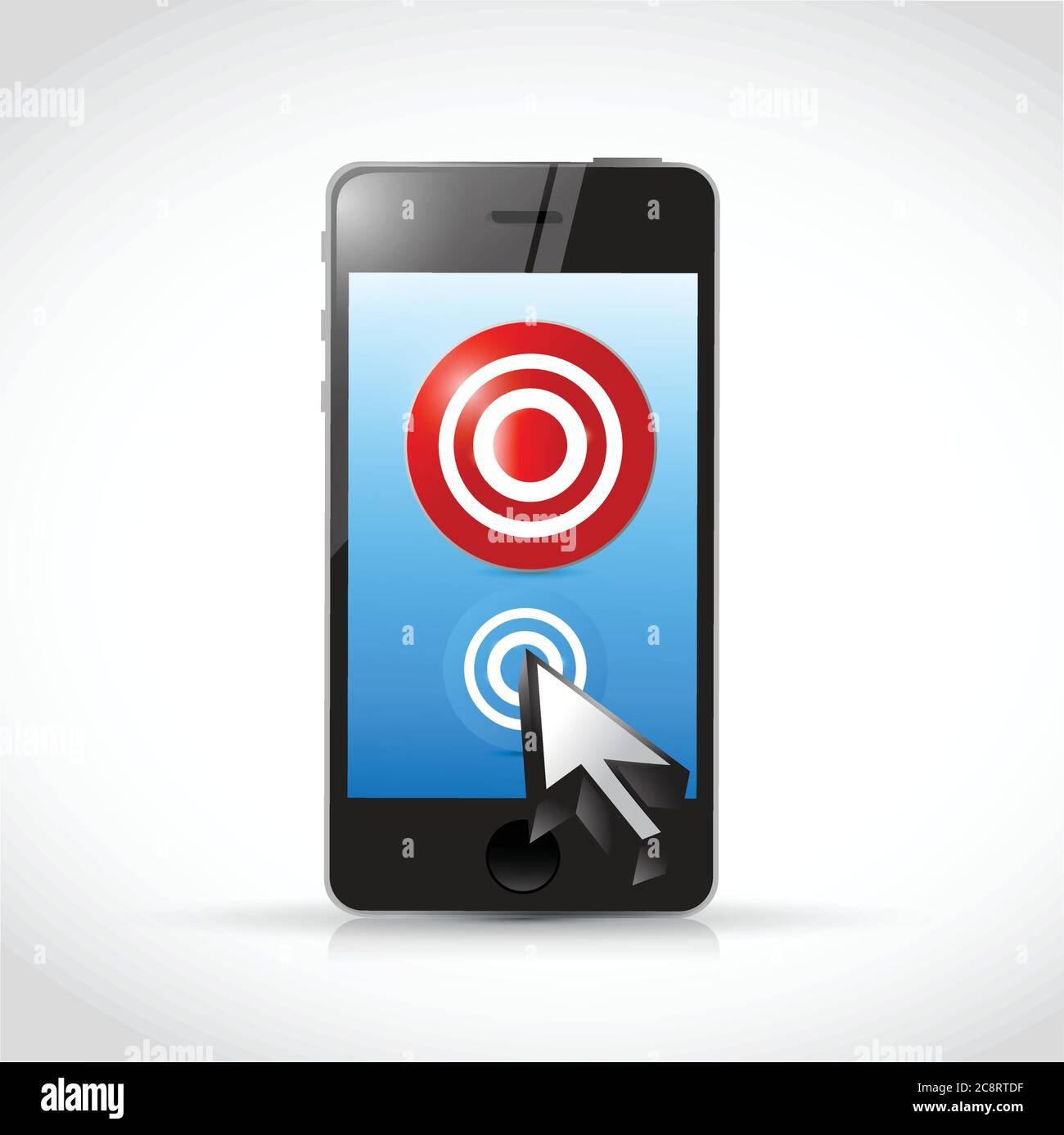 Phone target and cursor. illustration design over a white background ...