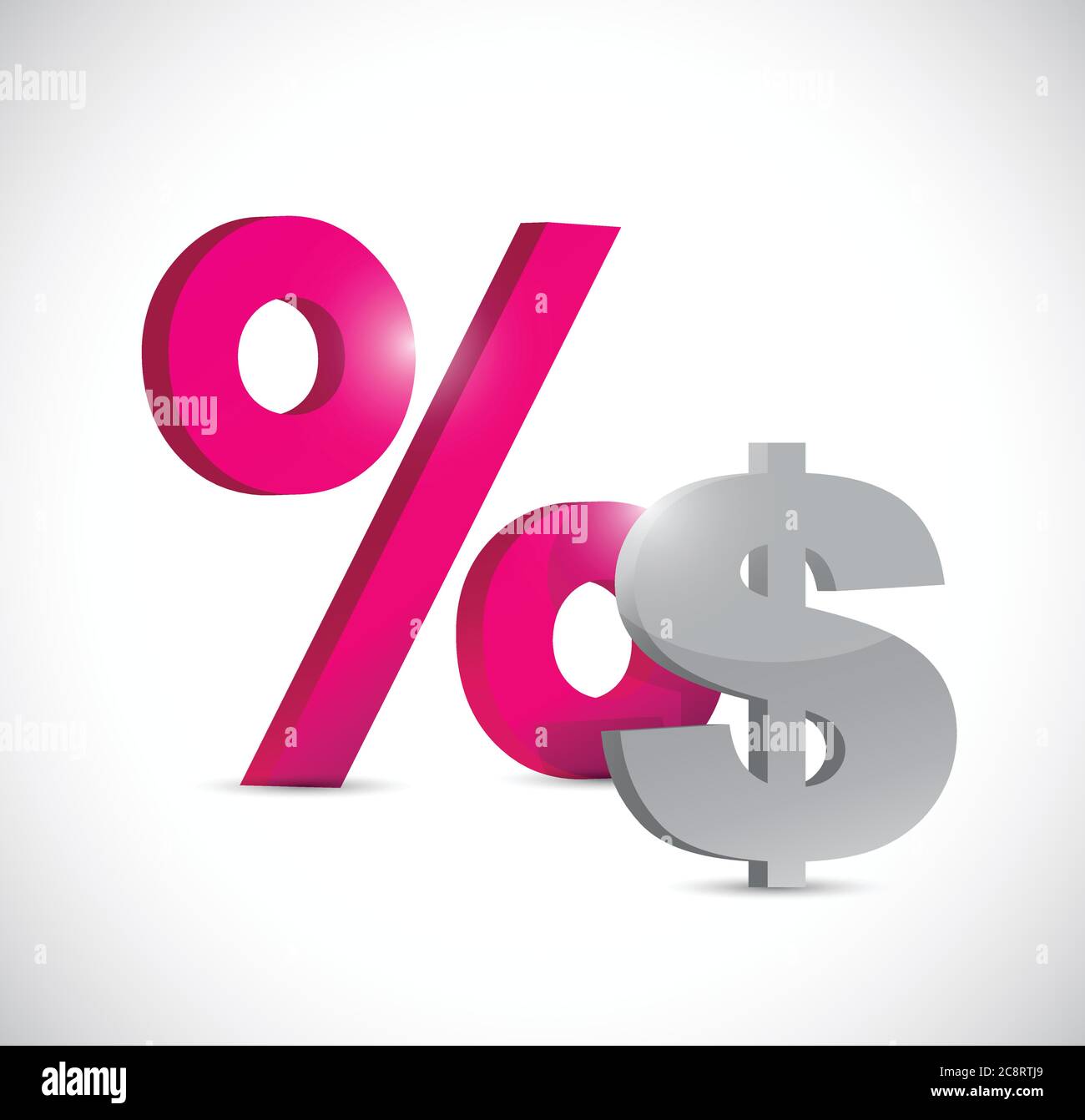 Dollar currency and percentage symbol illustration design over a white ...