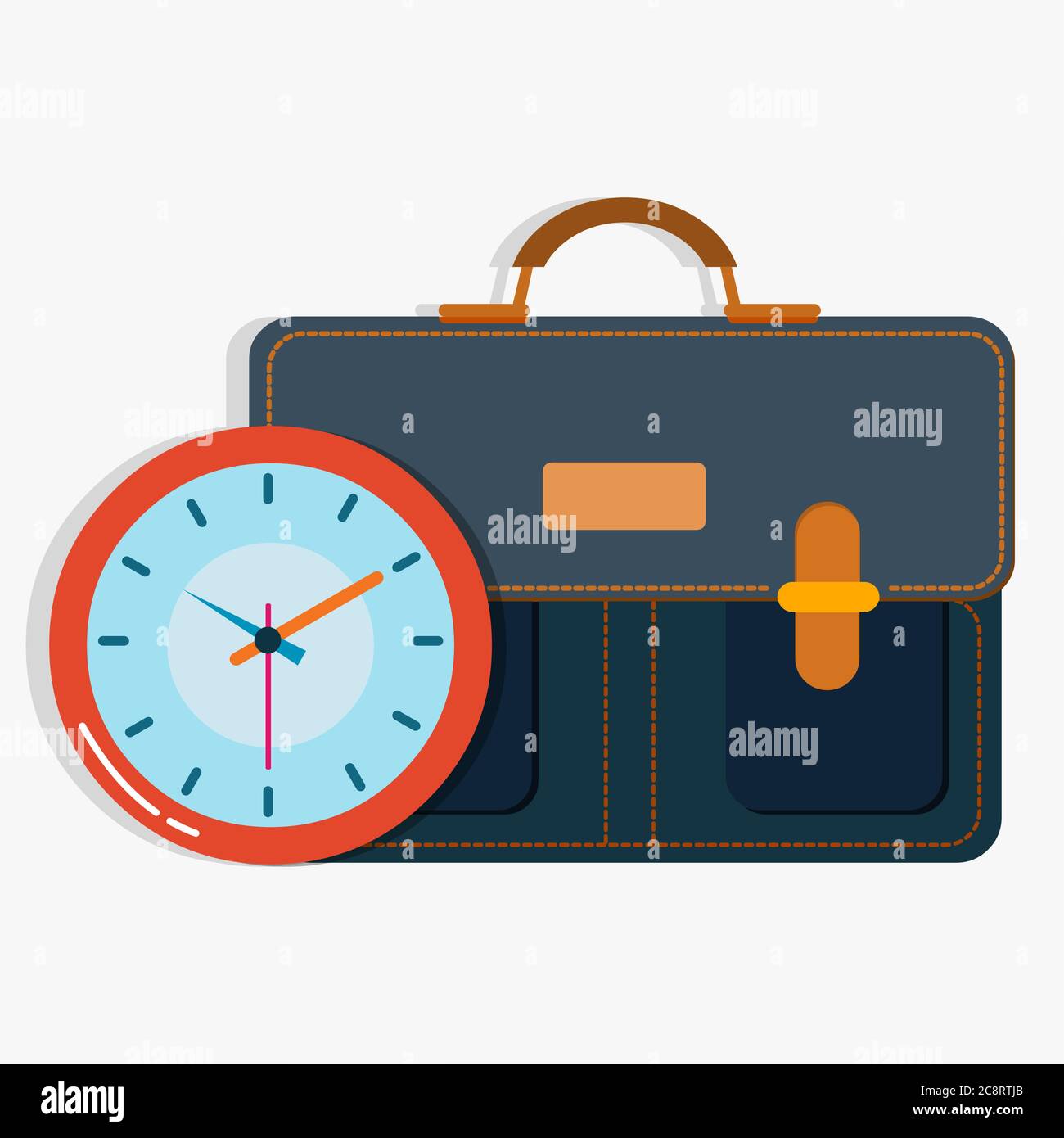 working bag with clock for work scheduling icon vector illustration ...