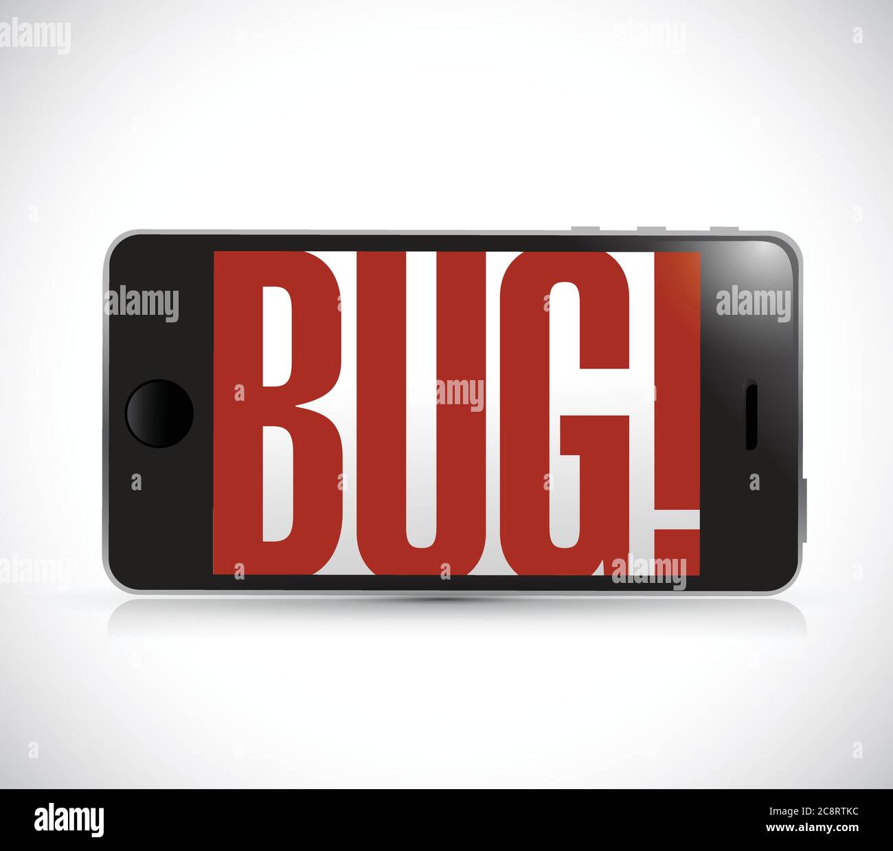 Phone with bug sign illustration design over a white background Stock ...