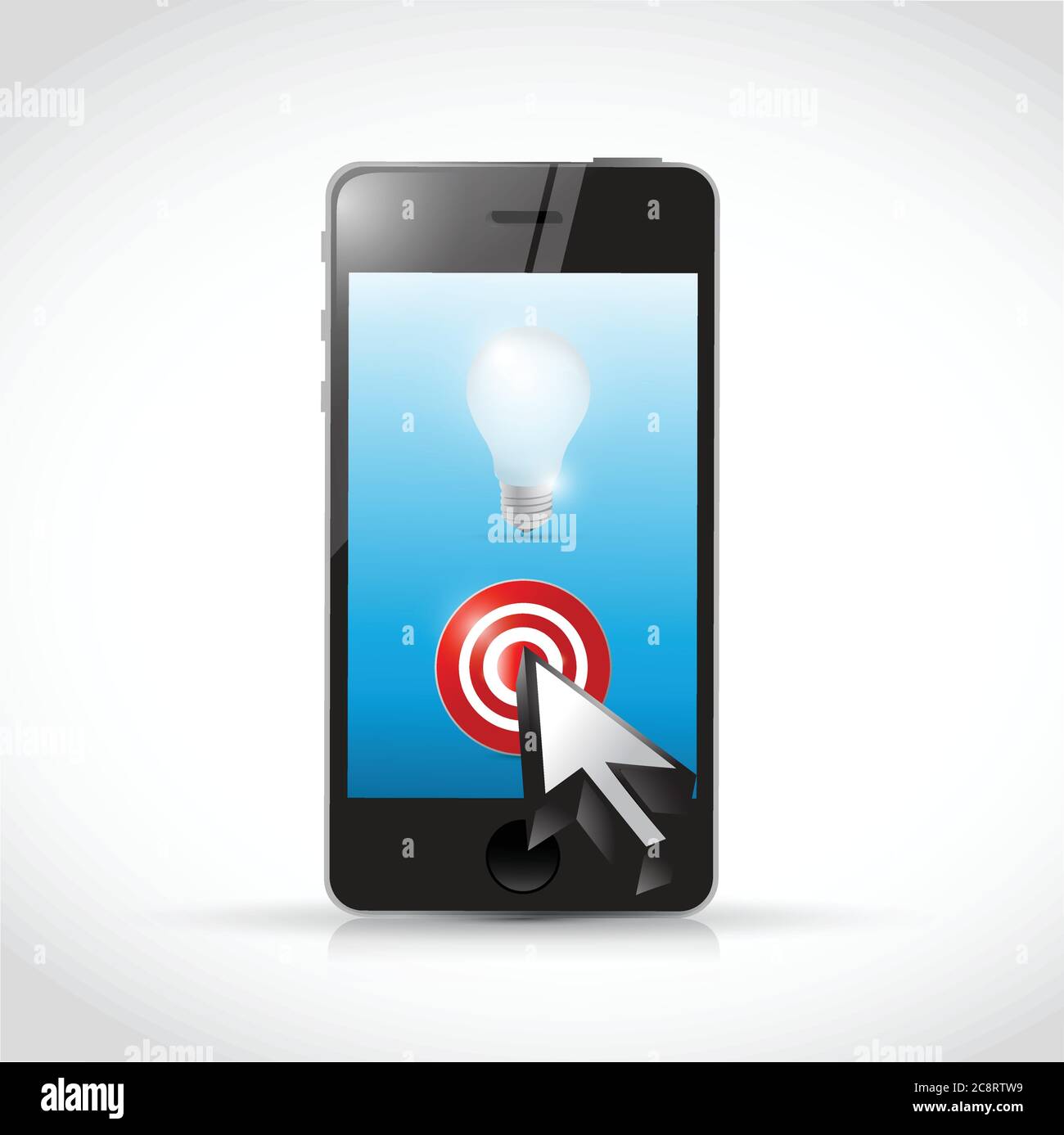 Phone, light bulb cursor illustration design over a white background ...