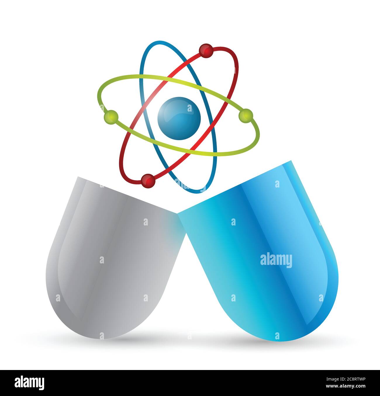 Medicine atom pill illustration design over a white background Stock ...