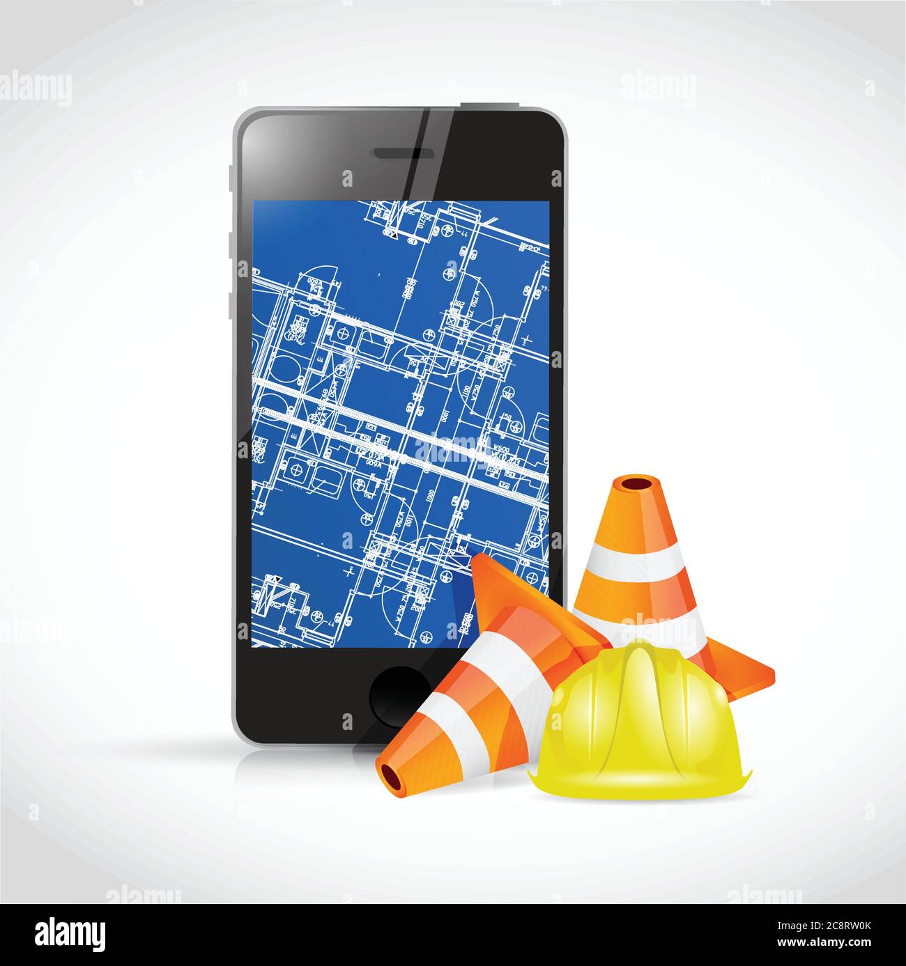 Phone blueprint design. technology concept illustration design over a ...
