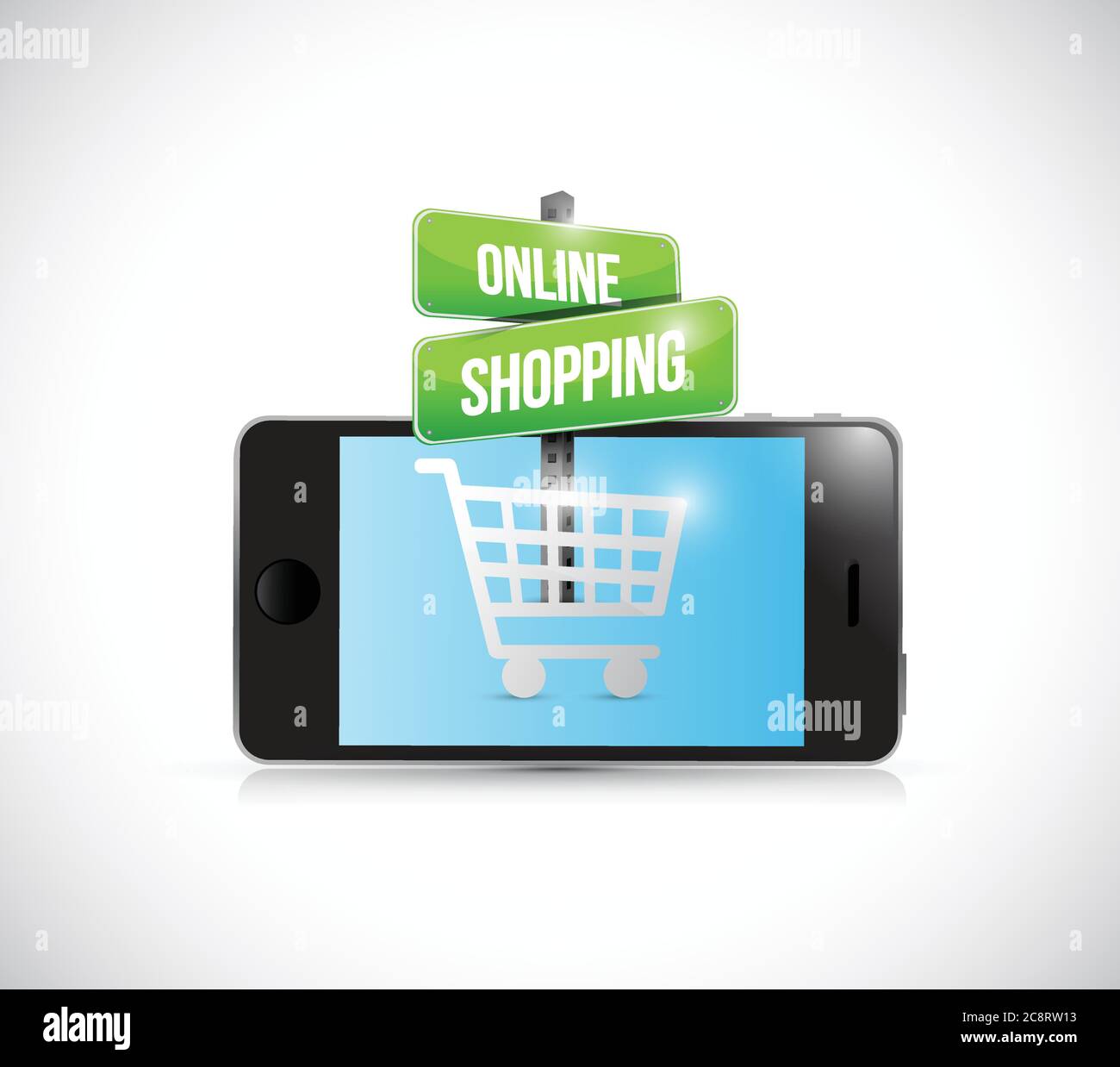 Smartphone online shopping sign illustration over a white background ...