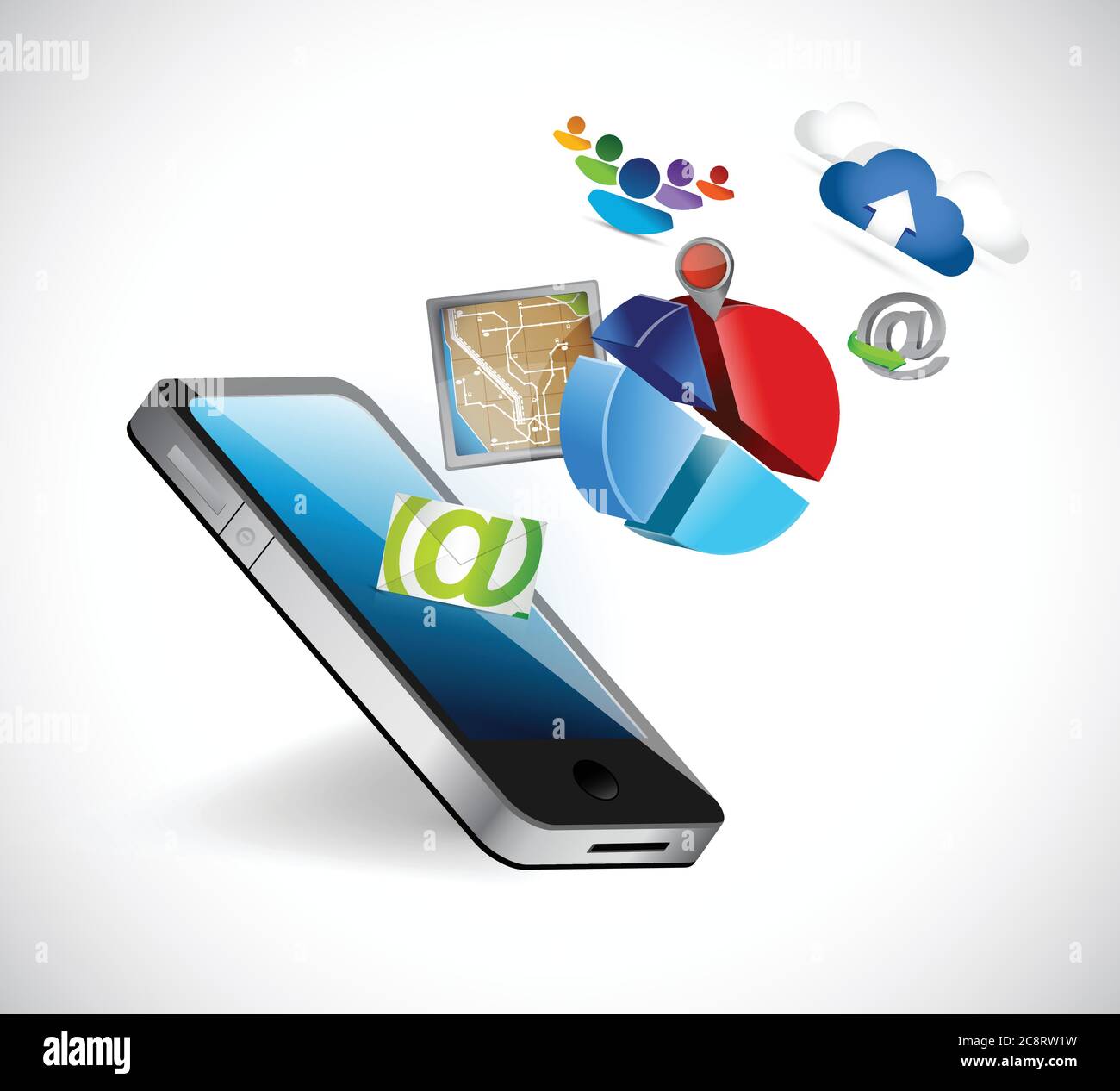 Phone apps icons illustration design over a white background Stock ...