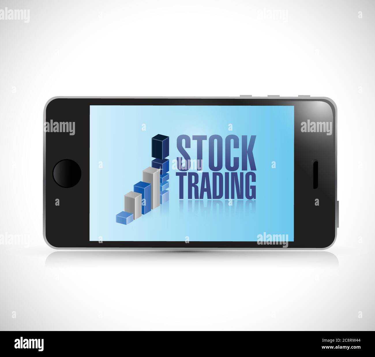 Stock trading on a phone. illustration design over a white background ...